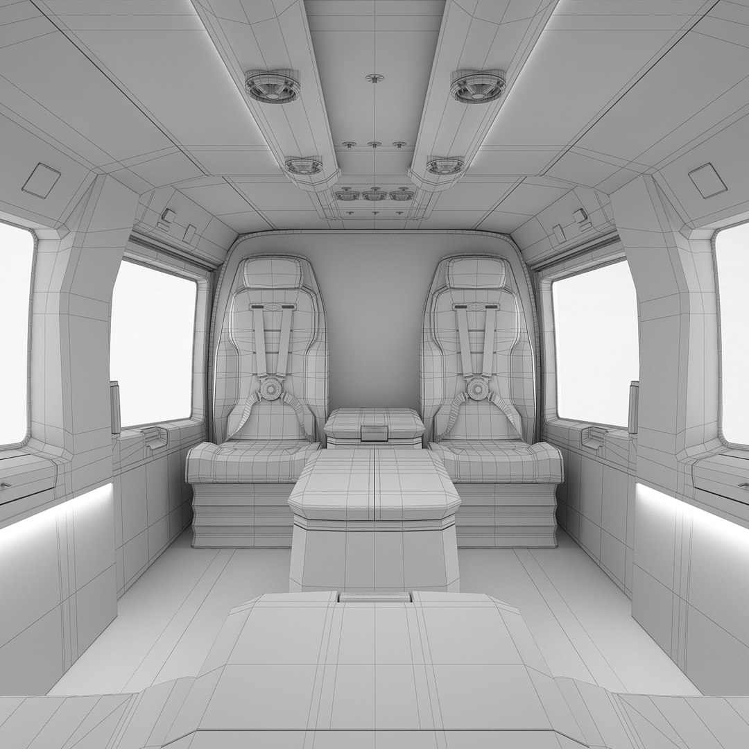 3d Mercedes-benz Helicopter Interior Model