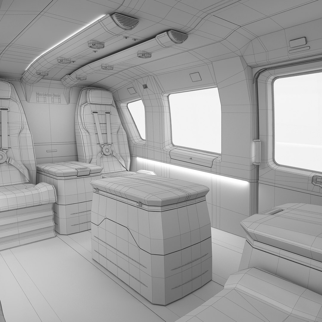3d Mercedes-benz Helicopter Interior Model