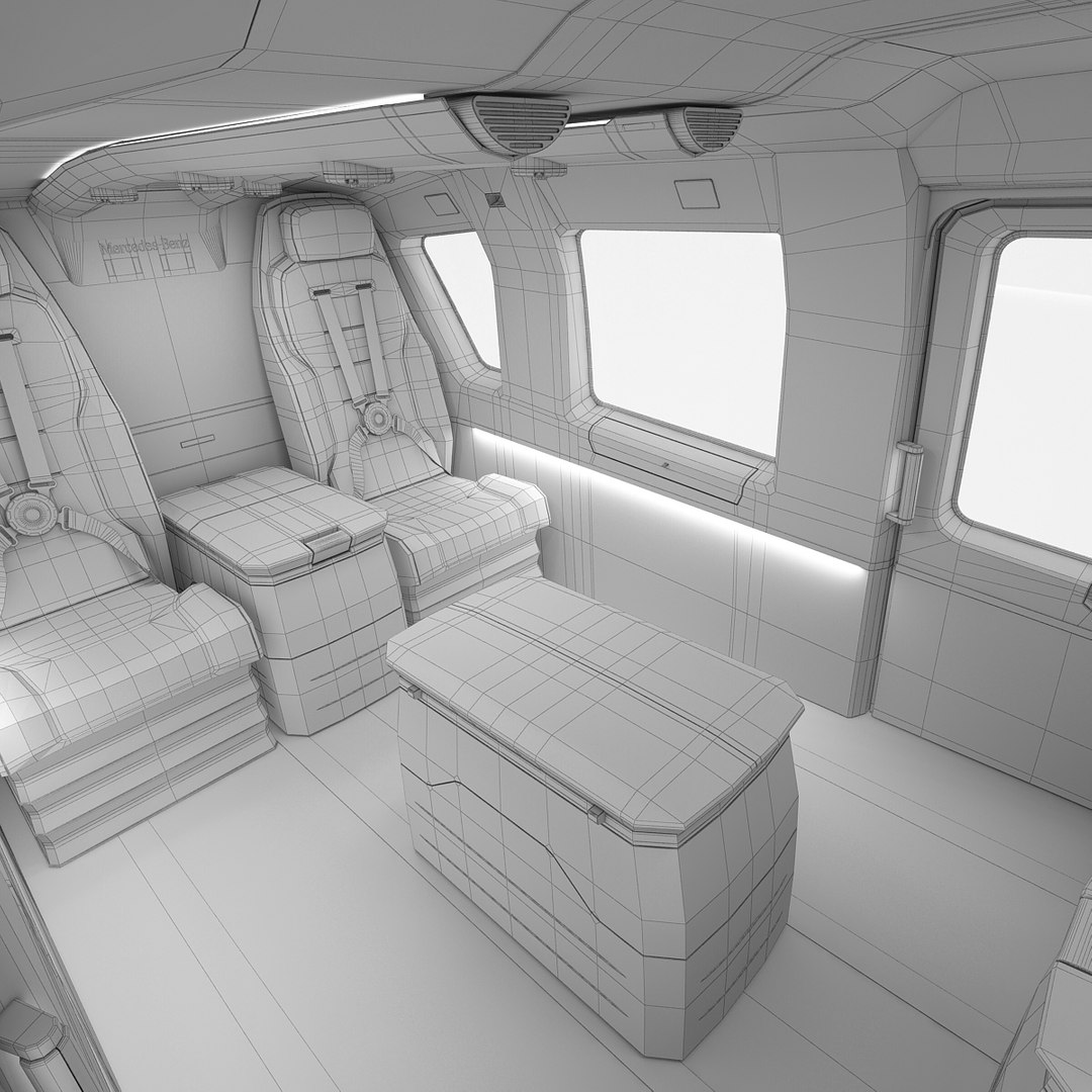 3d Mercedes-benz Helicopter Interior Model
