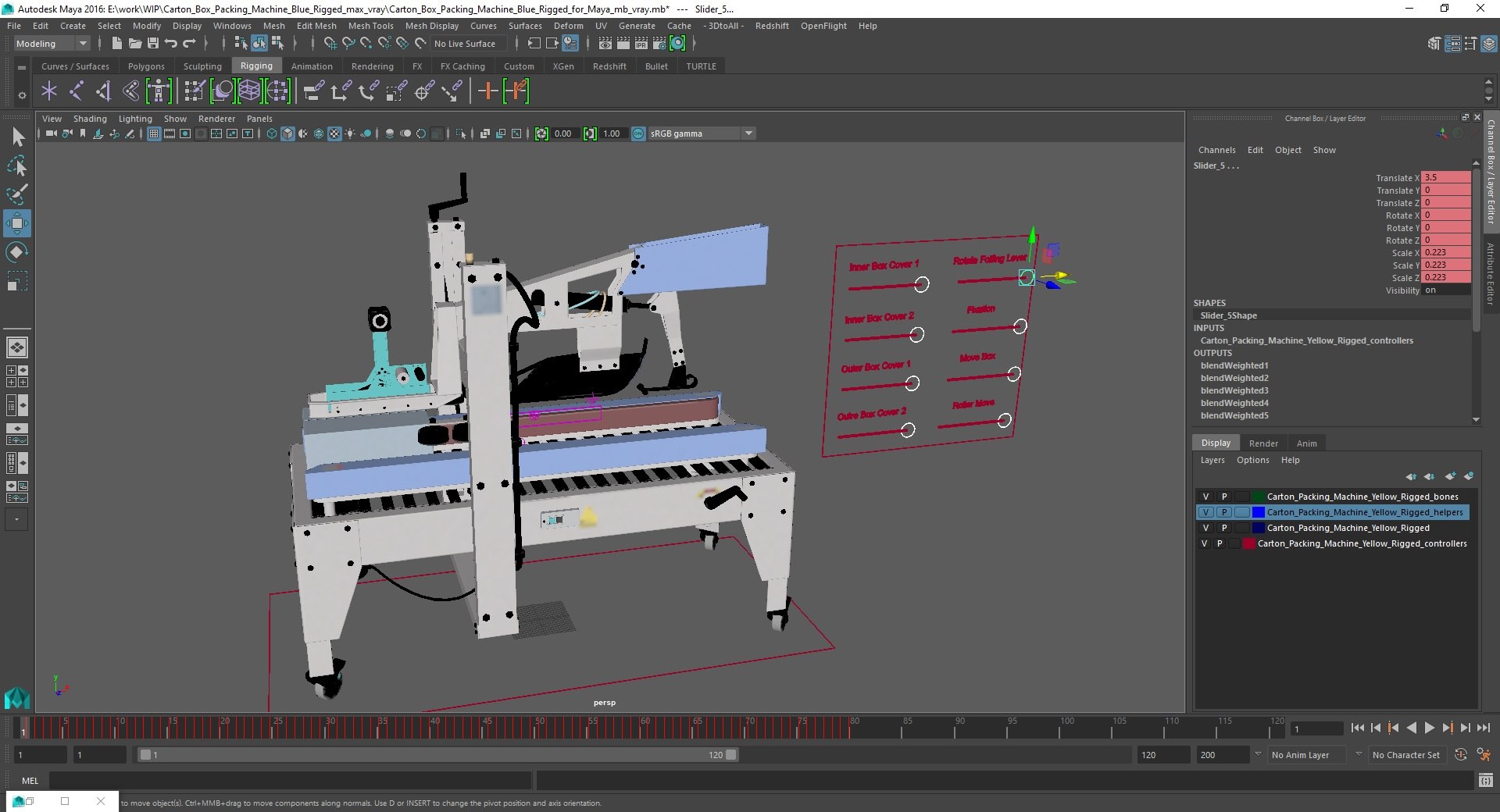 3D Carton Box Packing Machine Blue Rigged for Maya model - TurboSquid ...