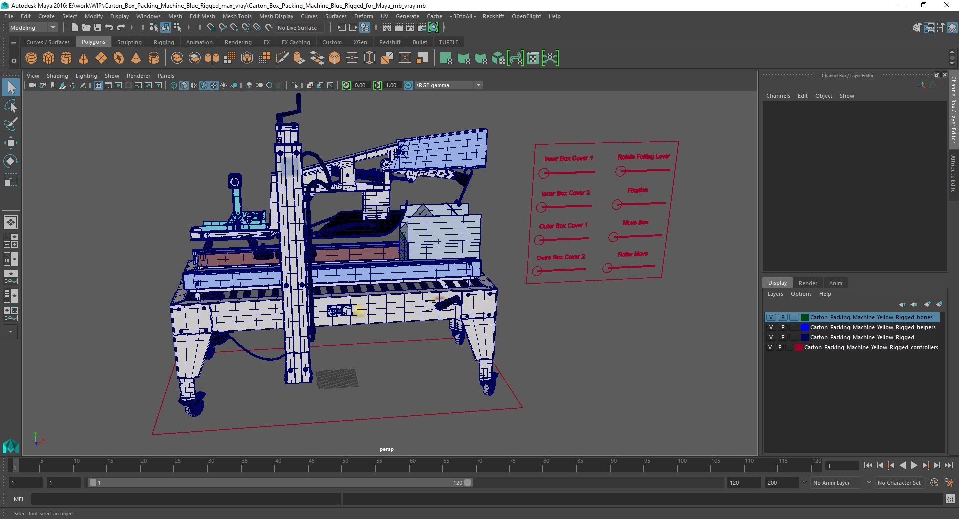 3D Carton Box Packing Machine Blue Rigged for Maya model - TurboSquid ...