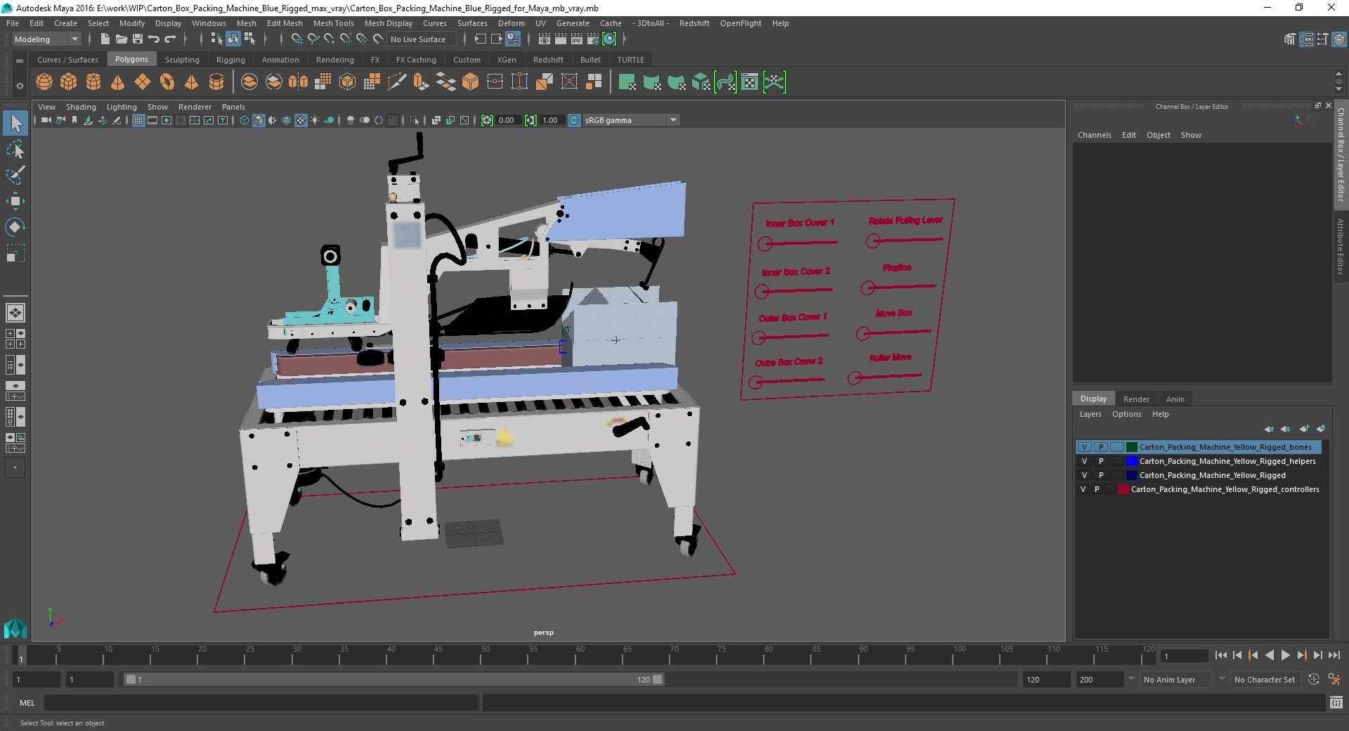 3D Carton Box Packing Machine Blue Rigged for Maya model - TurboSquid ...