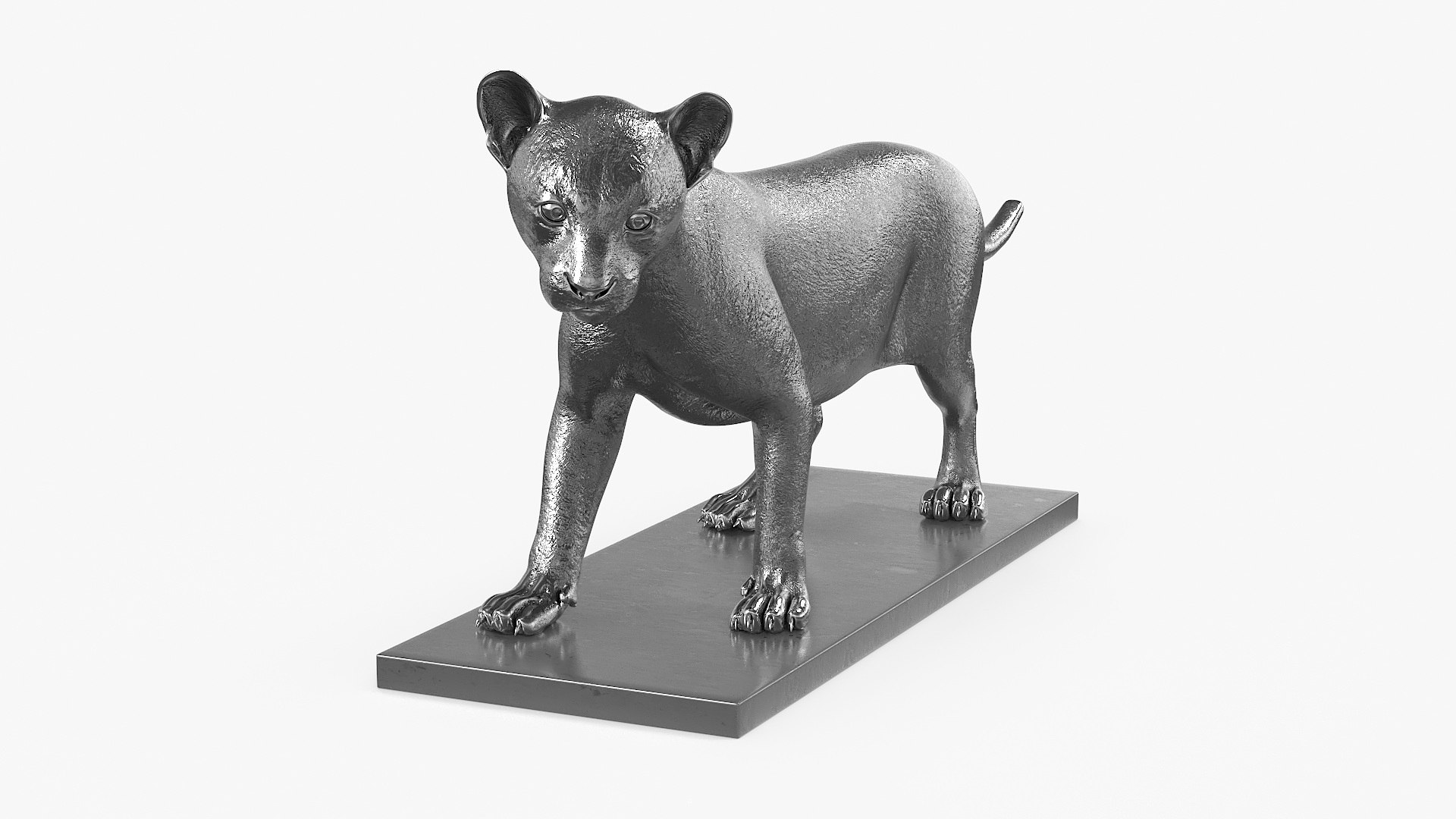 Silver Bronze Lion Cub Sculpture 3D Model - TurboSquid 2335557
