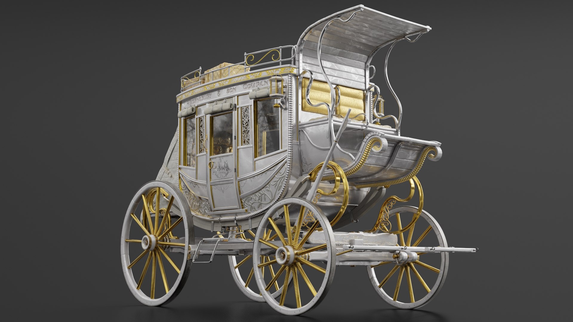 Stage Coach Carriage White 3D Model - TurboSquid 2225175