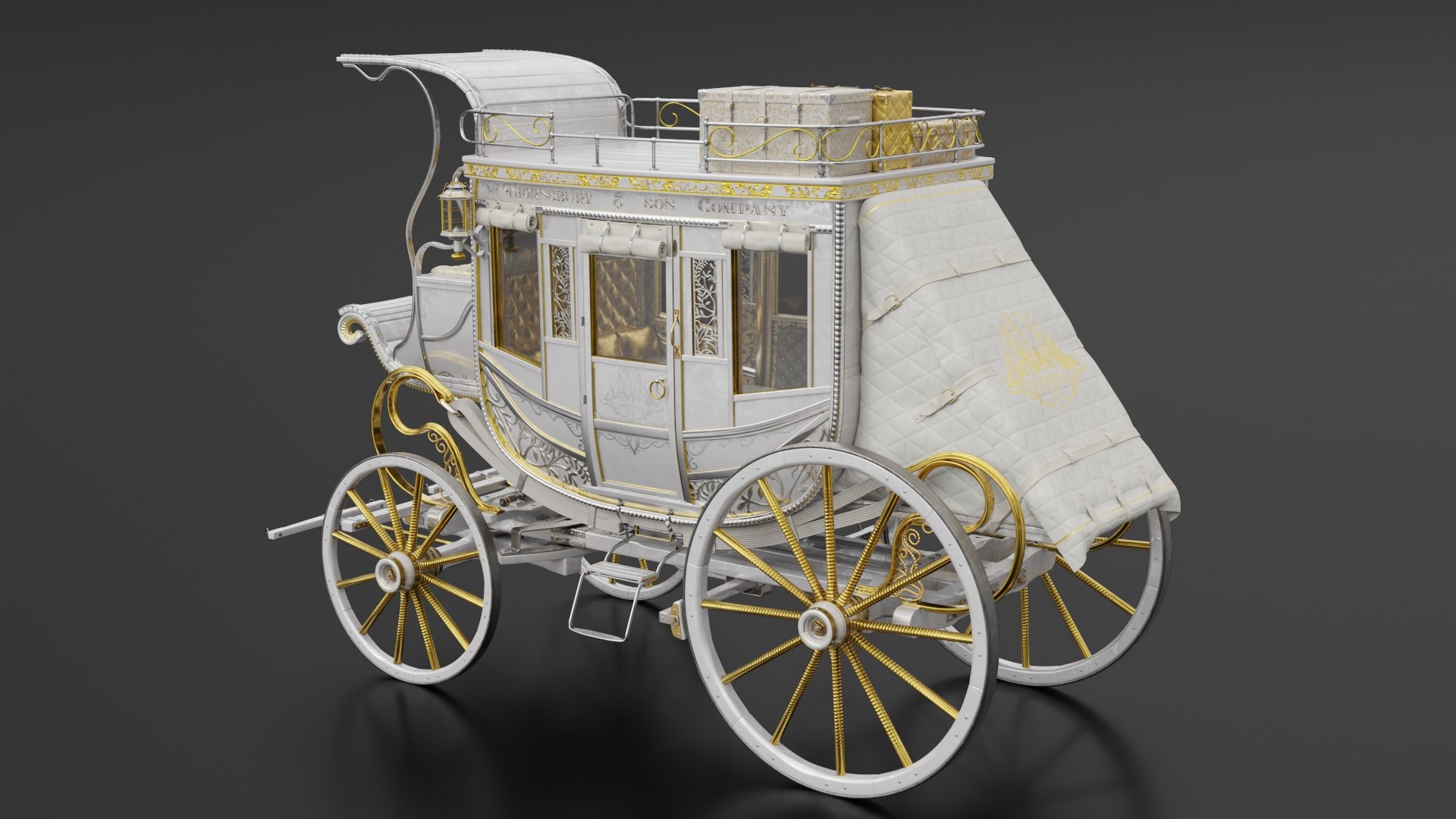 Stage Coach Carriage White 3D Model - TurboSquid 2225175