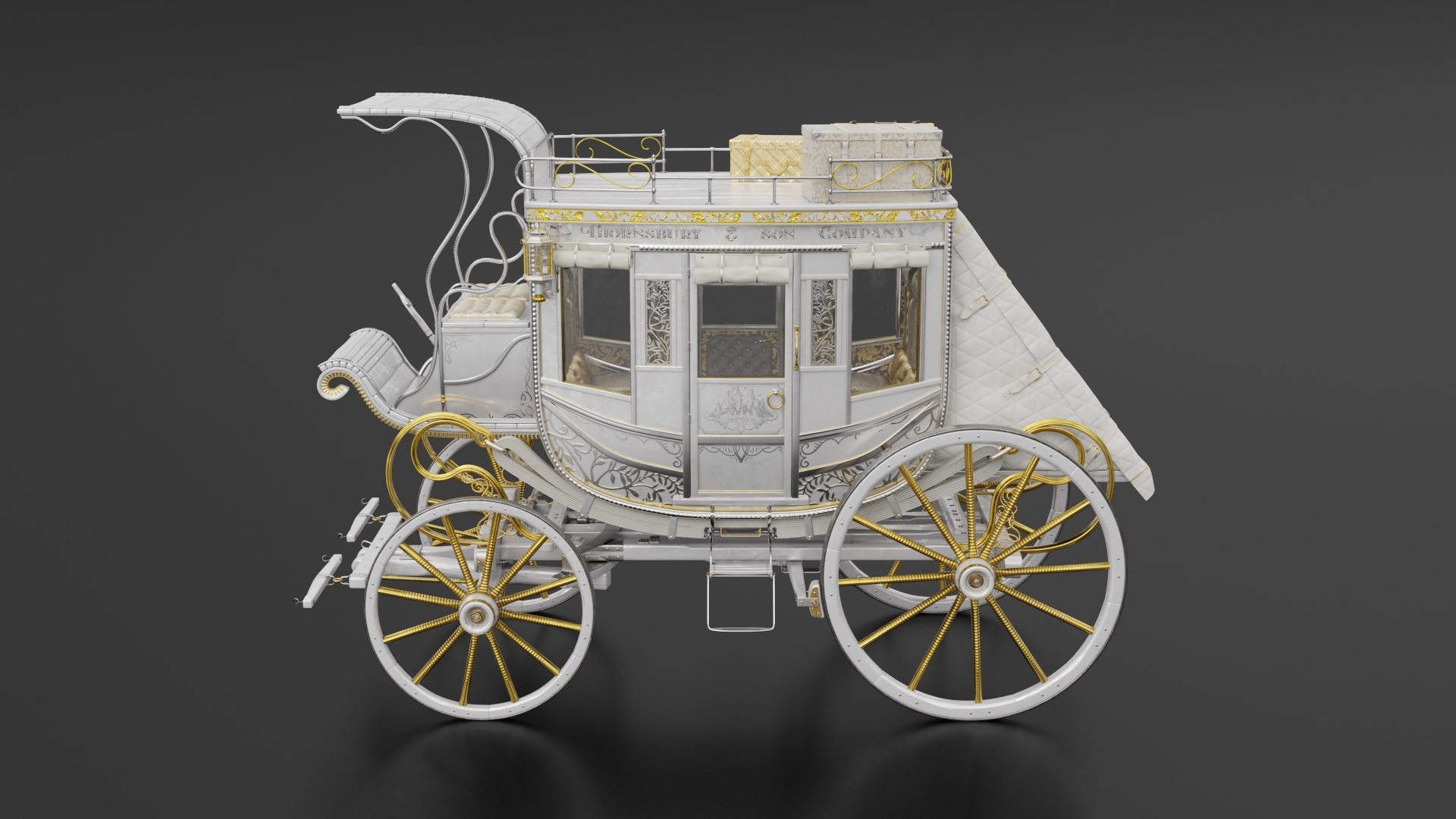 Stage Coach Carriage White 3D Model - TurboSquid 2225175
