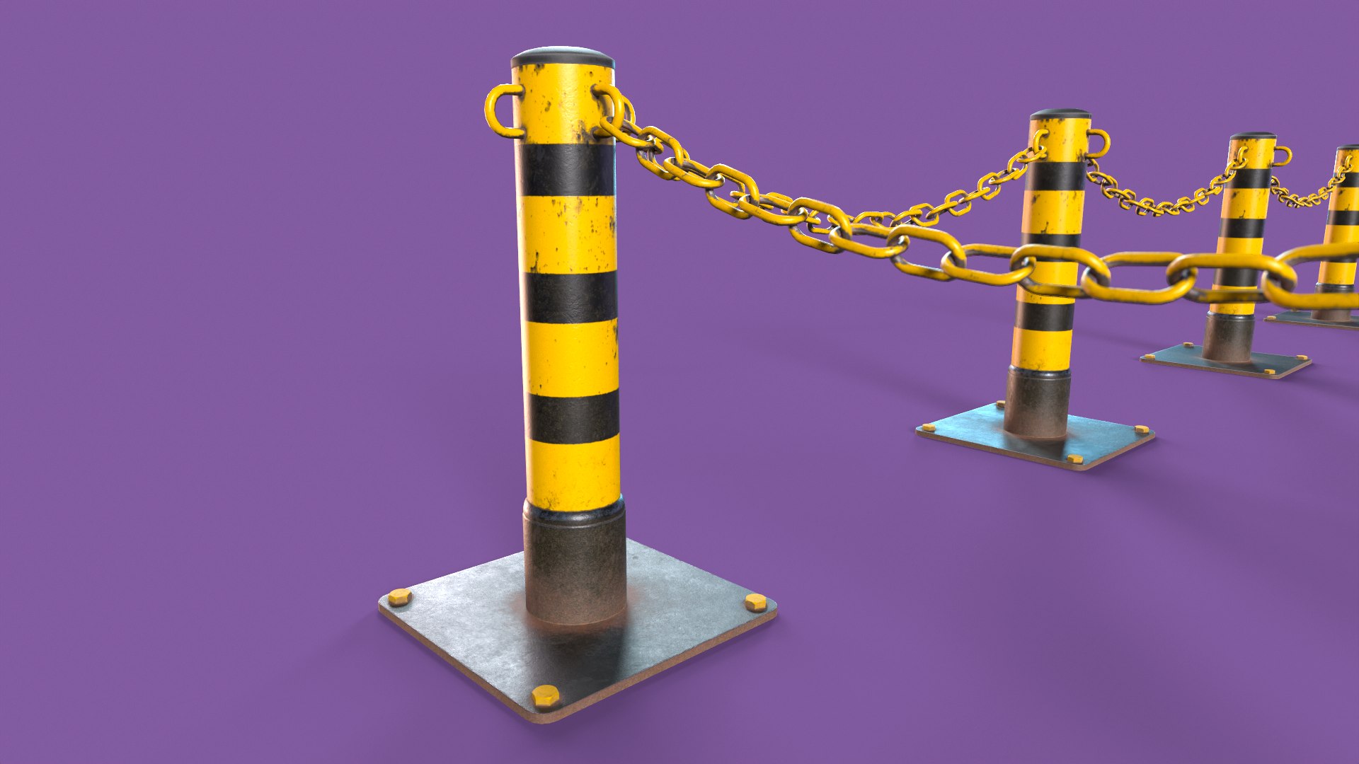 3D Post And Chain Model - TurboSquid 1779041