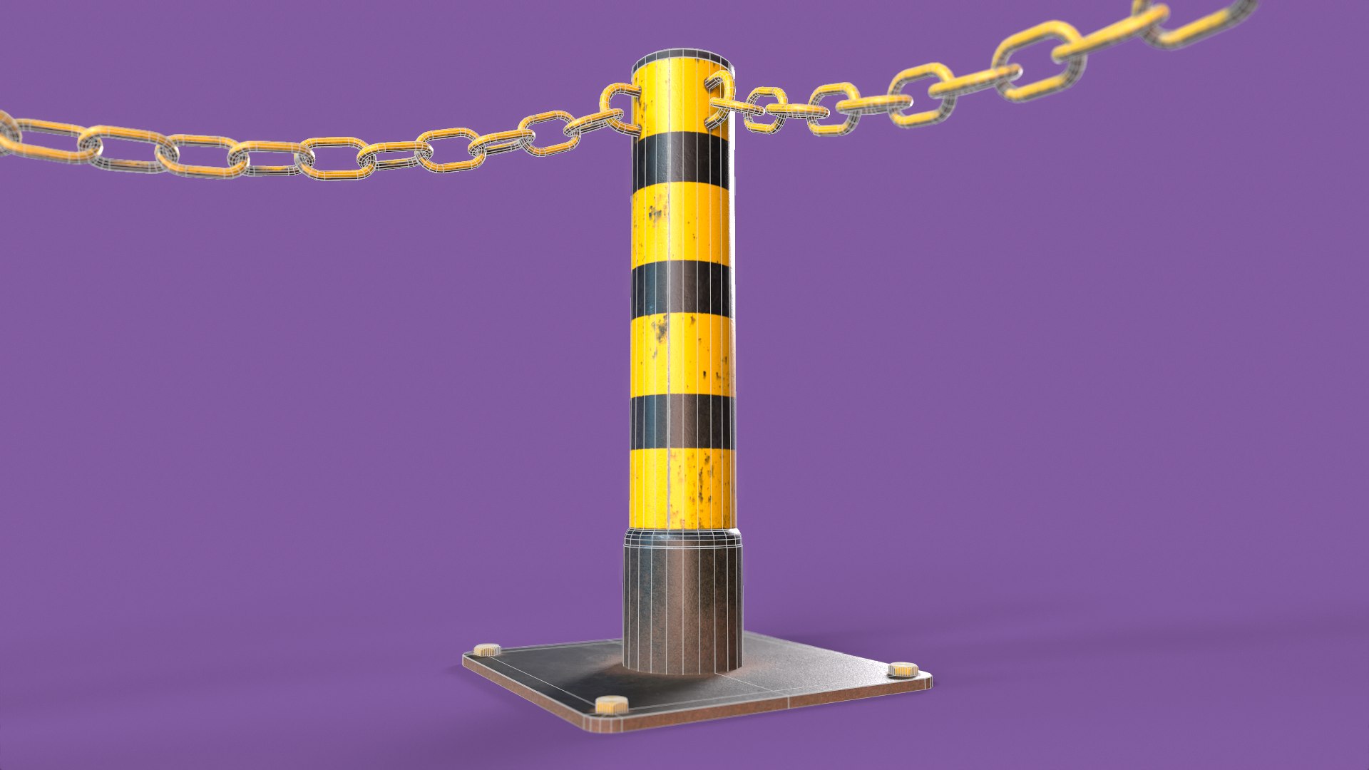 3D Post And Chain Model - TurboSquid 1779041