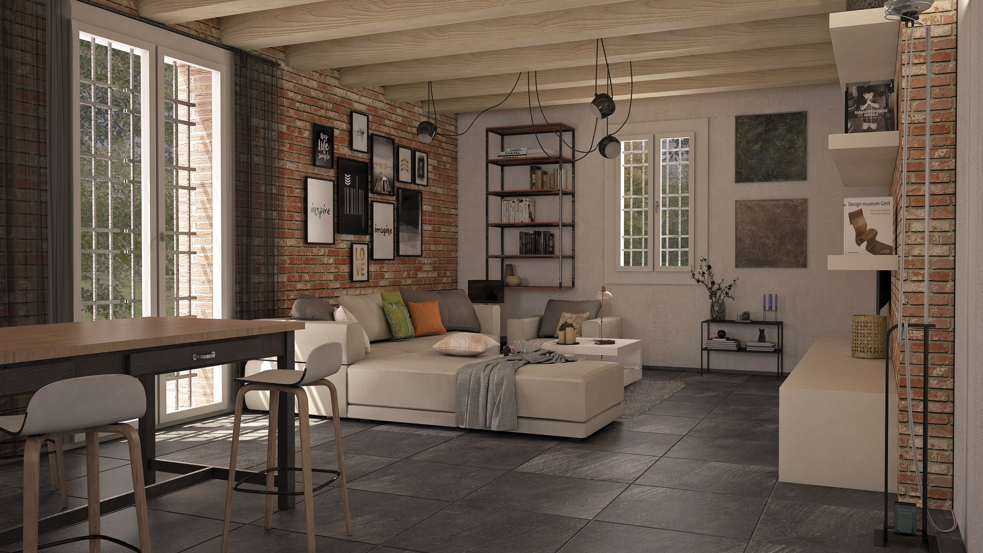 Loft Living Room 3D Model - TurboSquid 1381405