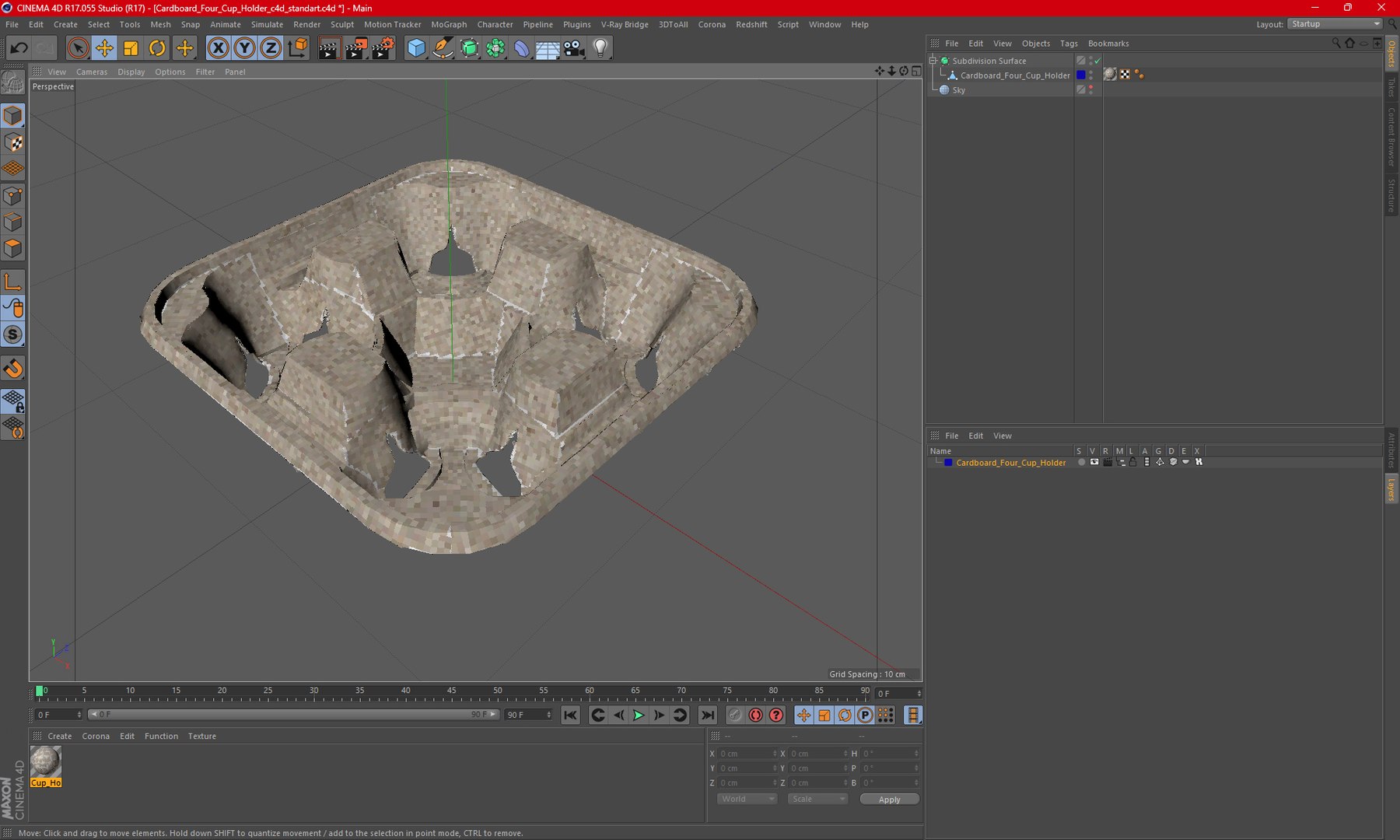 Cardboard Four Cup Holder 3D - TurboSquid 2052306