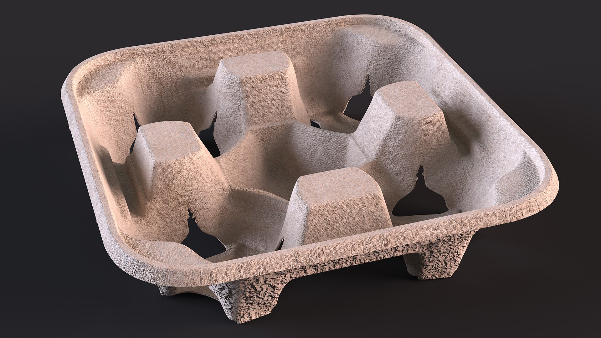 Cardboard Four Cup Holder 3D - TurboSquid 2052306
