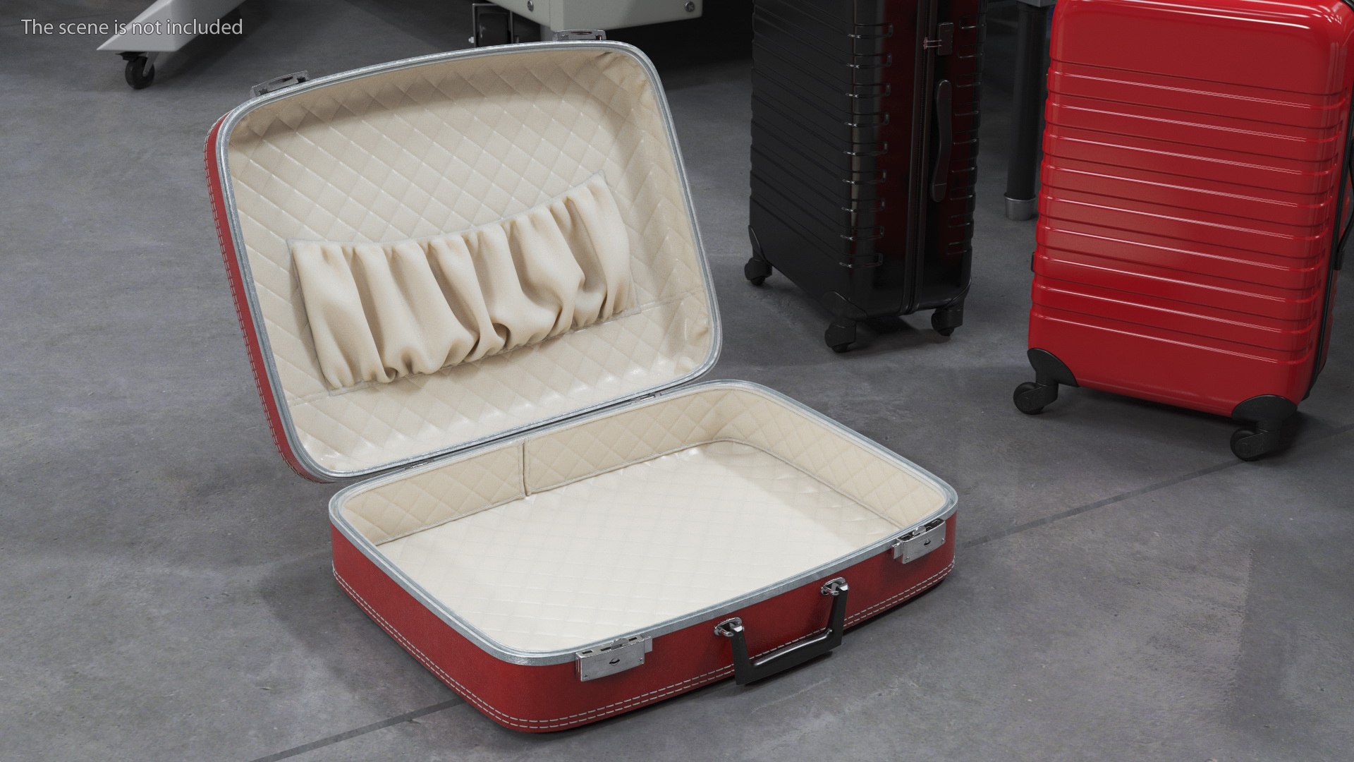 3D Vintage Open Red Suitcase - TurboSquid 2131635