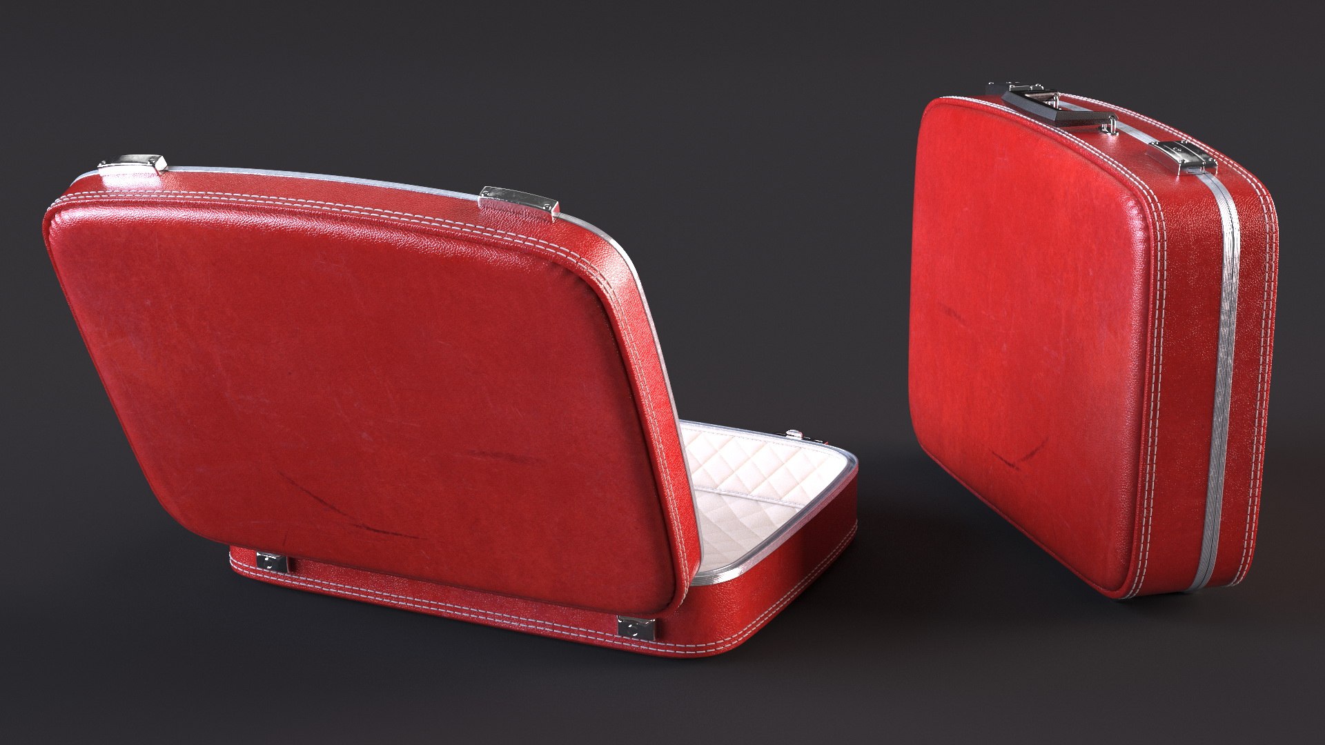 3D Vintage Open Red Suitcase - TurboSquid 2131635