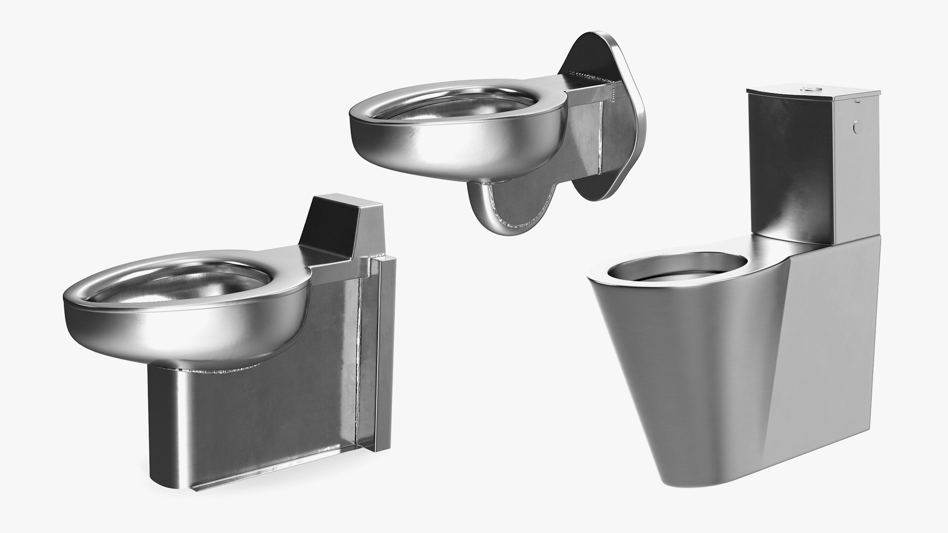 3D Model Stainless Steel Toilet Collection - TurboSquid 2124718