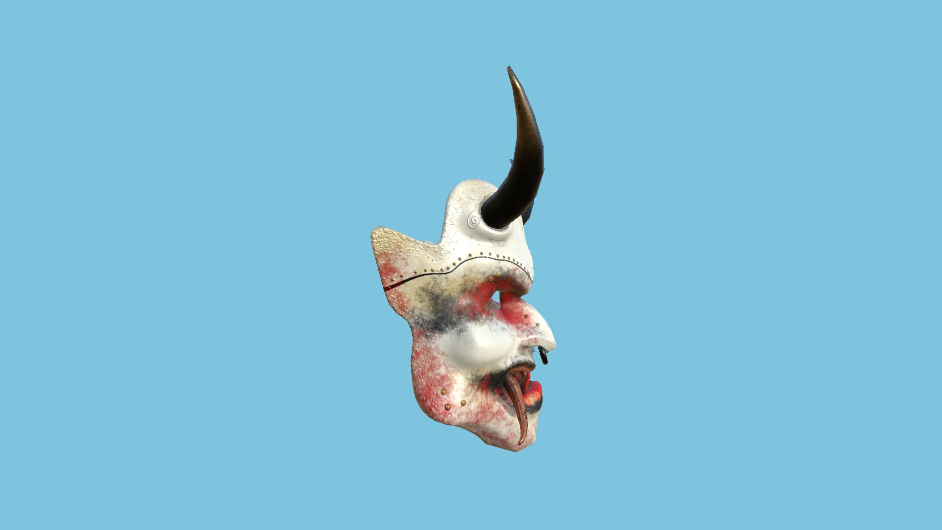 Oni Mask 08 White Red - Hannya Fantasy Character Design 3D Model ...