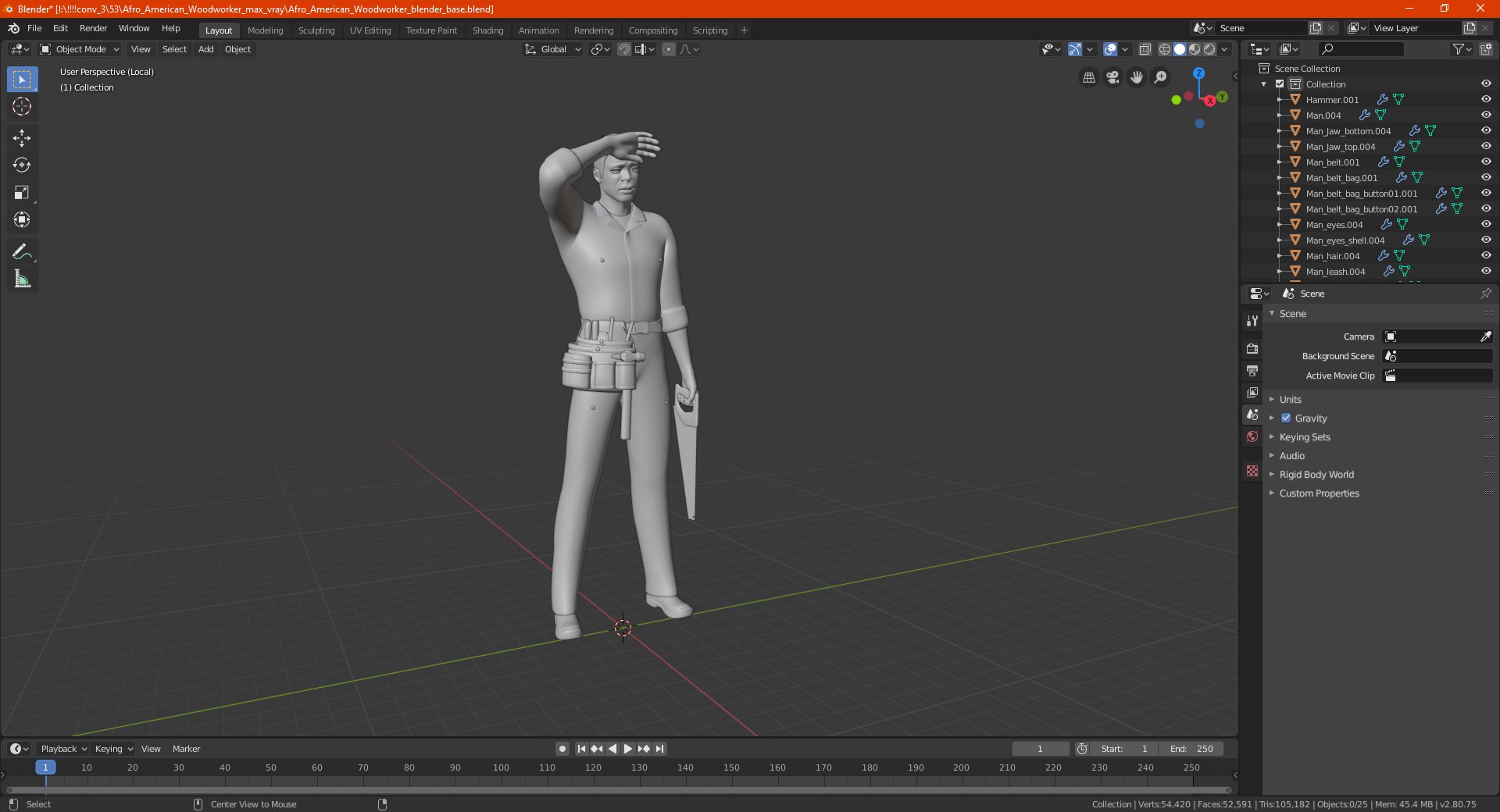 Afro American Woodworker 3D Model - TurboSquid 1747732