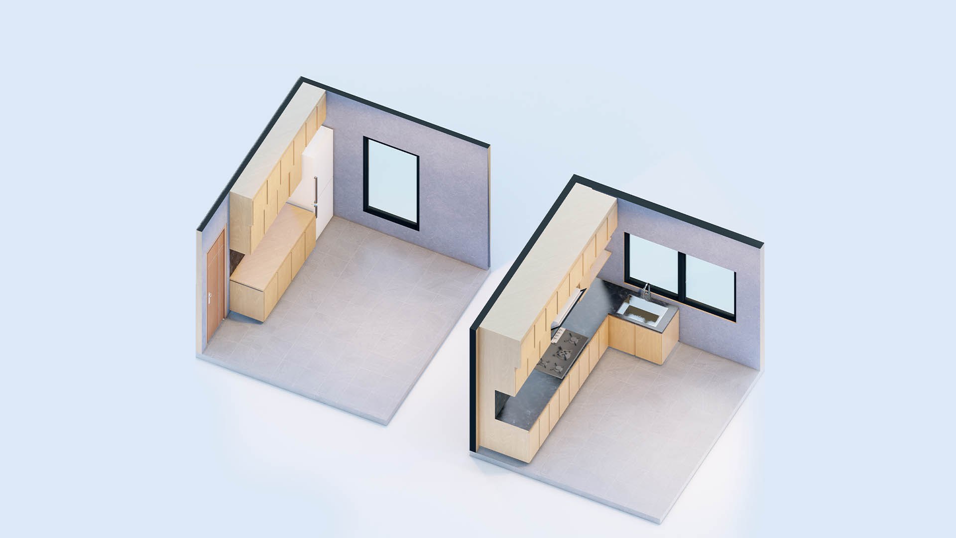 Contemporary Kitchen Cabinet Isometric View 2007 3D - TurboSquid 2350691