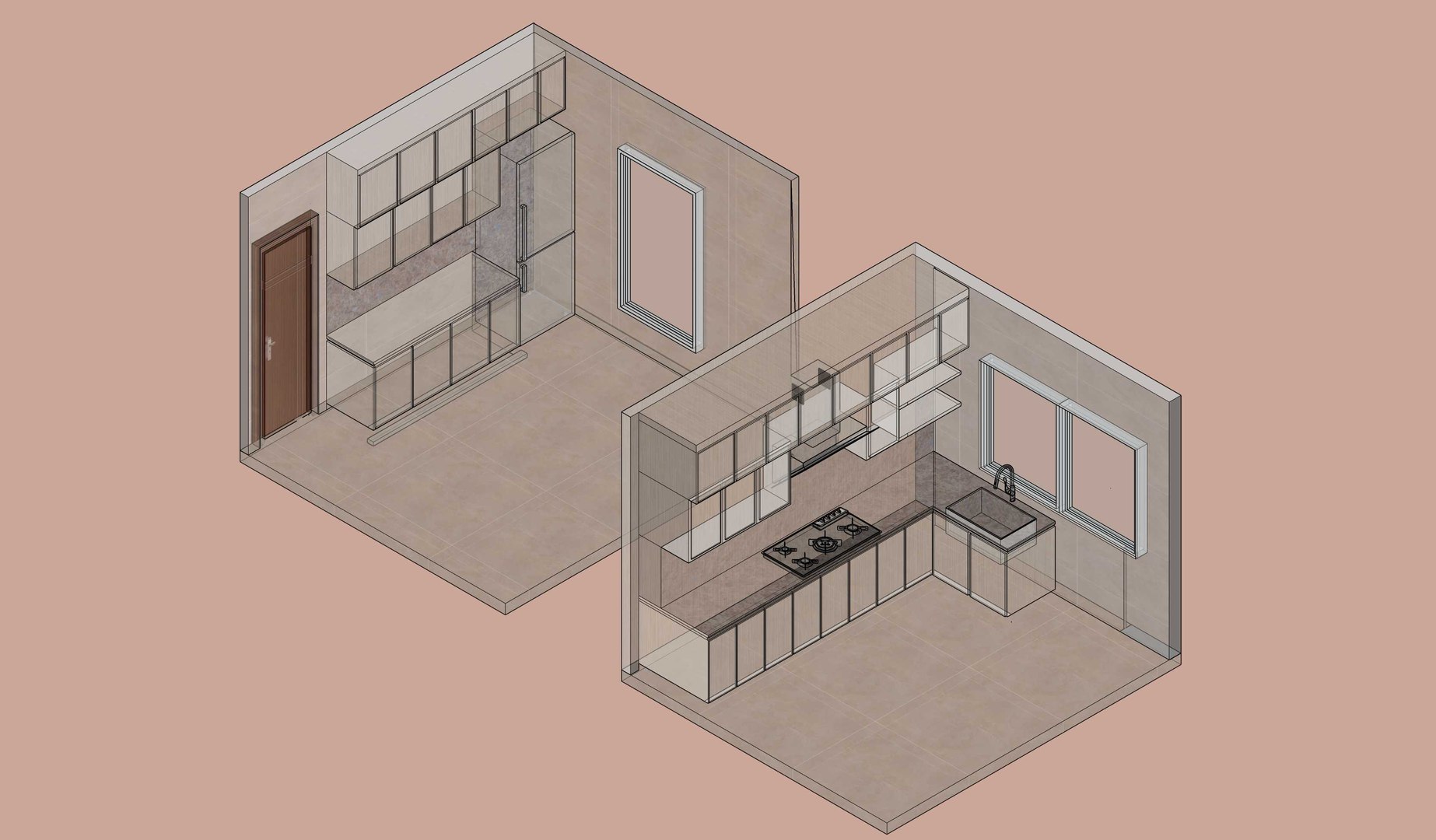 Contemporary Kitchen Cabinet Isometric View 2007 3D - TurboSquid 2350691