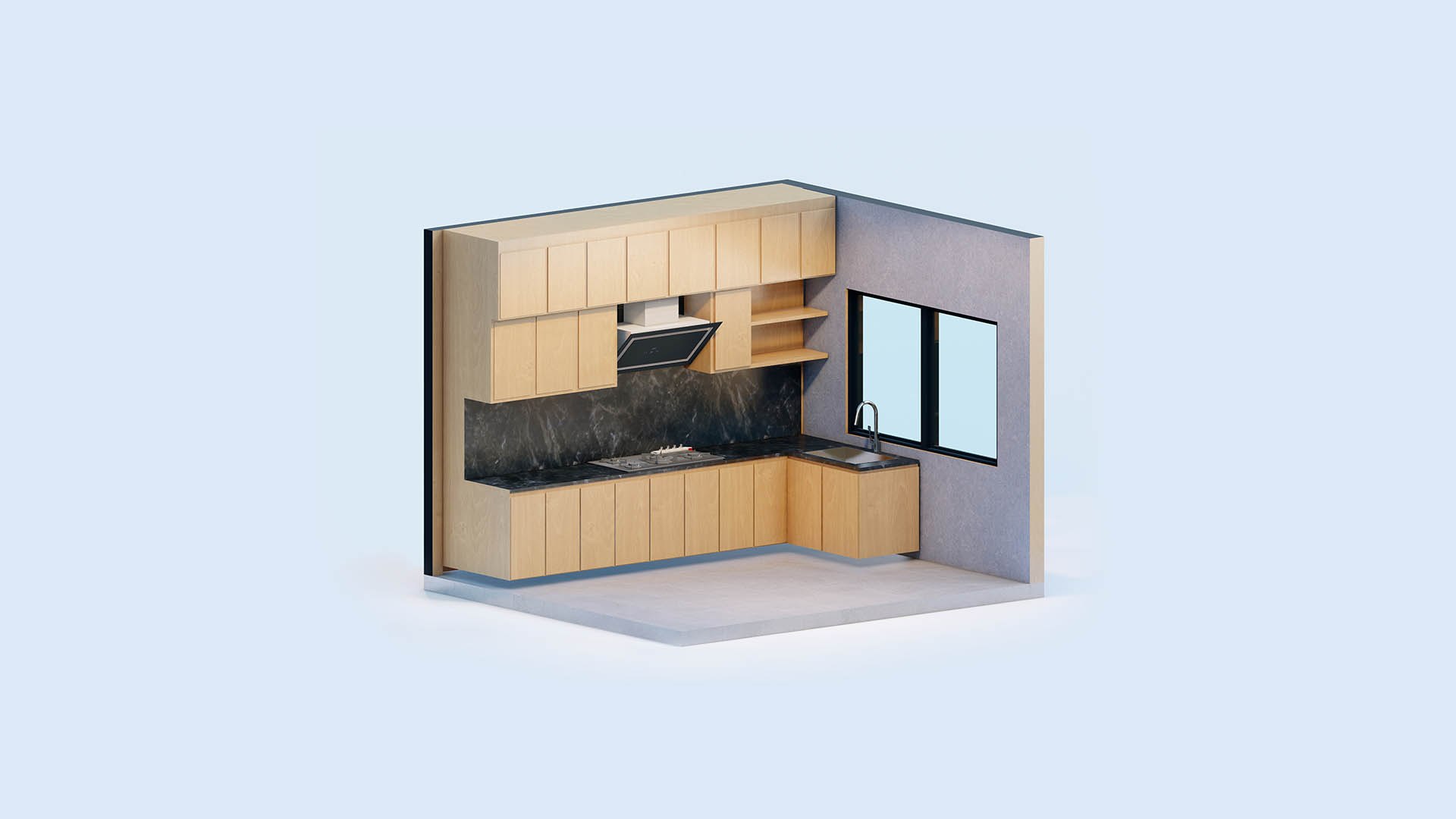 Contemporary Kitchen Cabinet Isometric View 2007 3D - TurboSquid 2350691