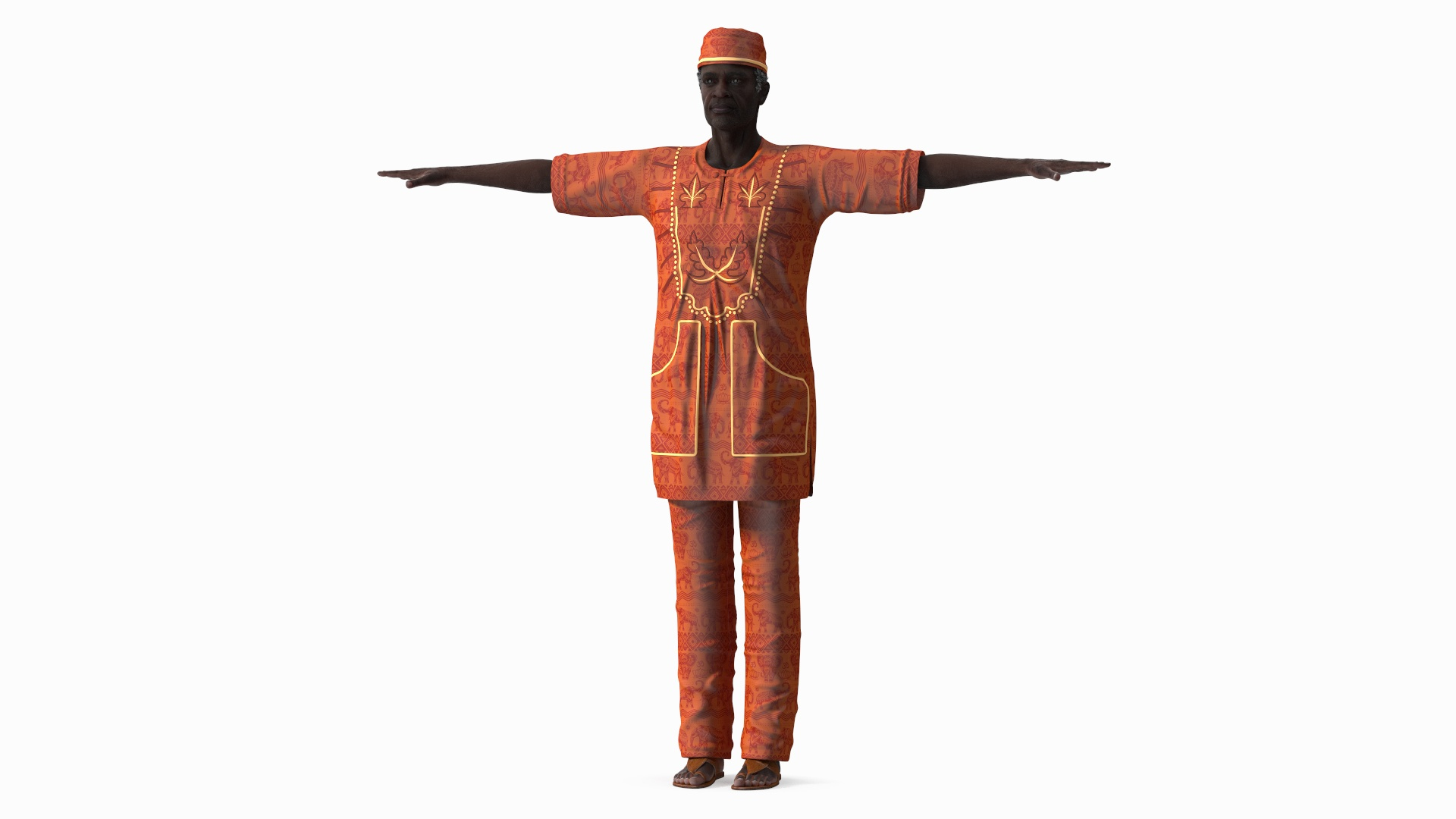 Traditional Style Black Elderly Man T-Pose 3D model - TurboSquid 2015379