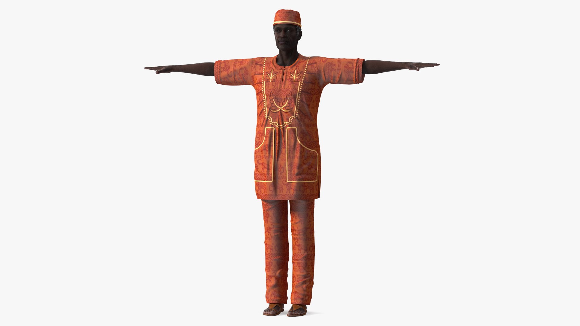 Traditional Style Black Elderly Man T-Pose 3D model - TurboSquid 2015379
