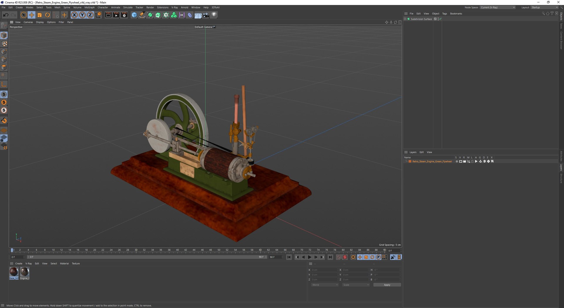 Retro Steam Engine Green Flywheel 3D Model - TurboSquid 2389902