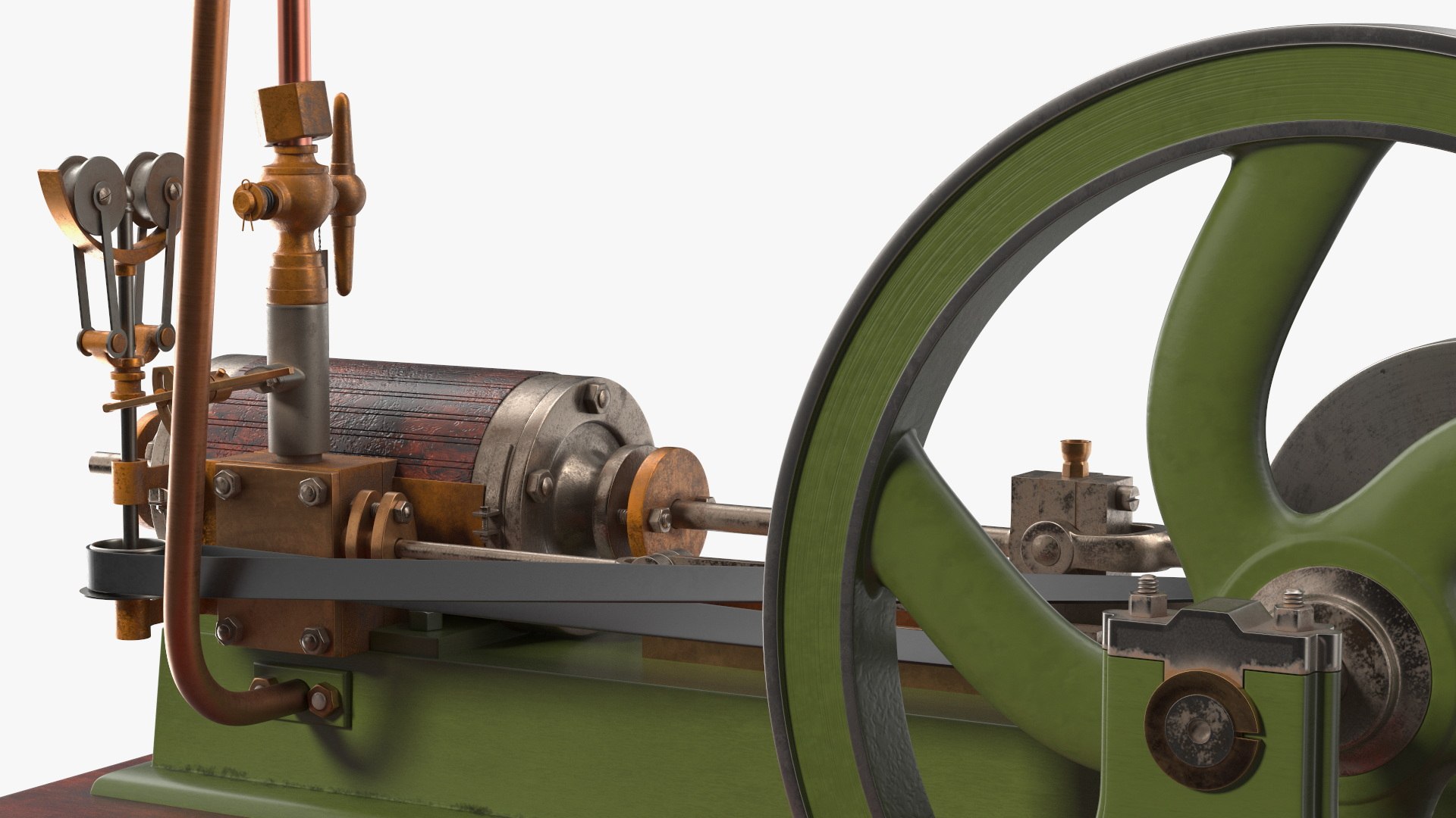Retro Steam Engine Green Flywheel 3D Model - TurboSquid 2389902