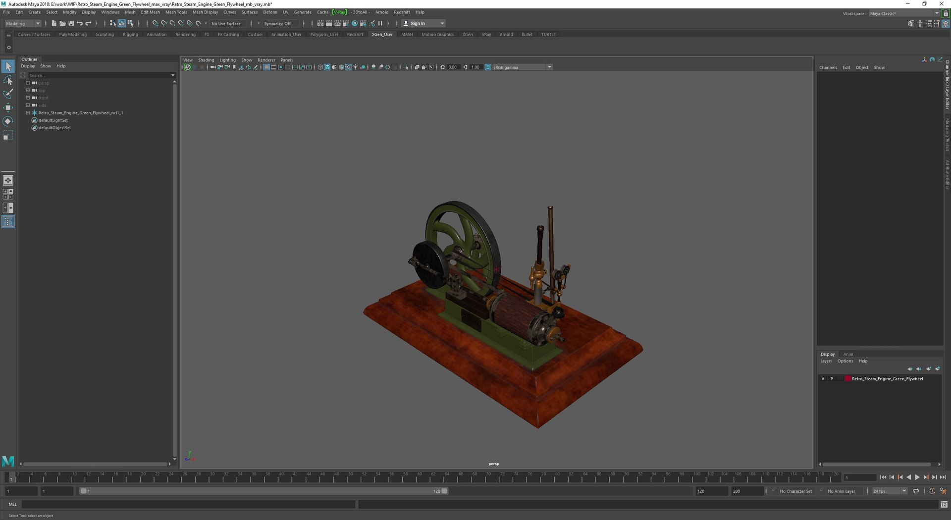 Retro Steam Engine Green Flywheel 3D Model - TurboSquid 2389902