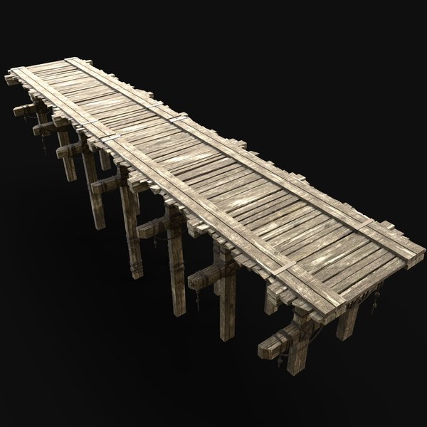 RAIL BRIDGE MEDIEVAL WOODEN PLATFORM CONSTRUCTION ENTERABLE 3D 모델 ...