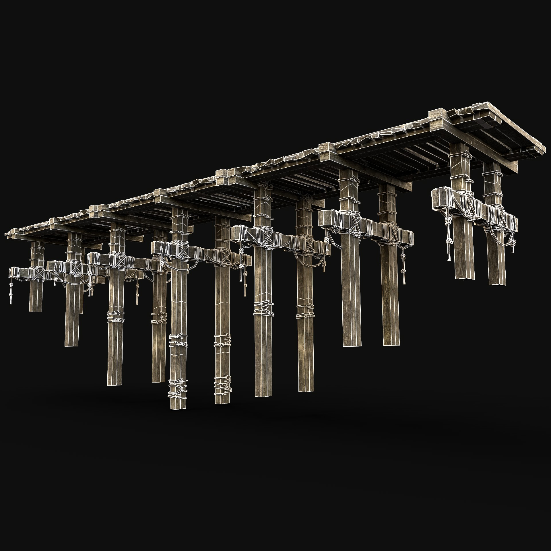 3D модель RAIL BRIDGE MEDIEVAL WOODEN PLATFORM CONSTRUCTION ENTERABLE ...