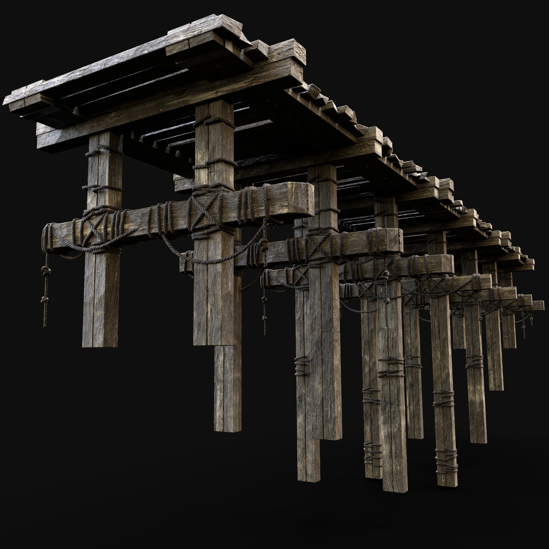 3D модель RAIL BRIDGE MEDIEVAL WOODEN PLATFORM CONSTRUCTION ENTERABLE ...