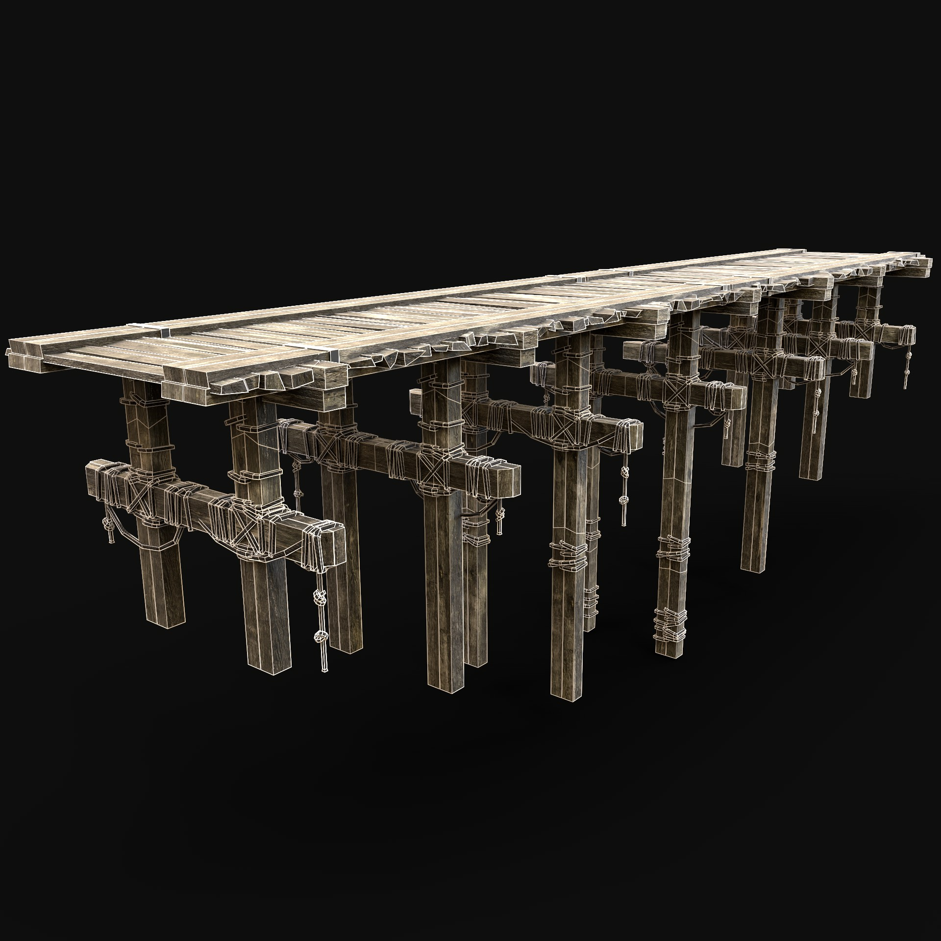 3D модель RAIL BRIDGE MEDIEVAL WOODEN PLATFORM CONSTRUCTION ENTERABLE ...