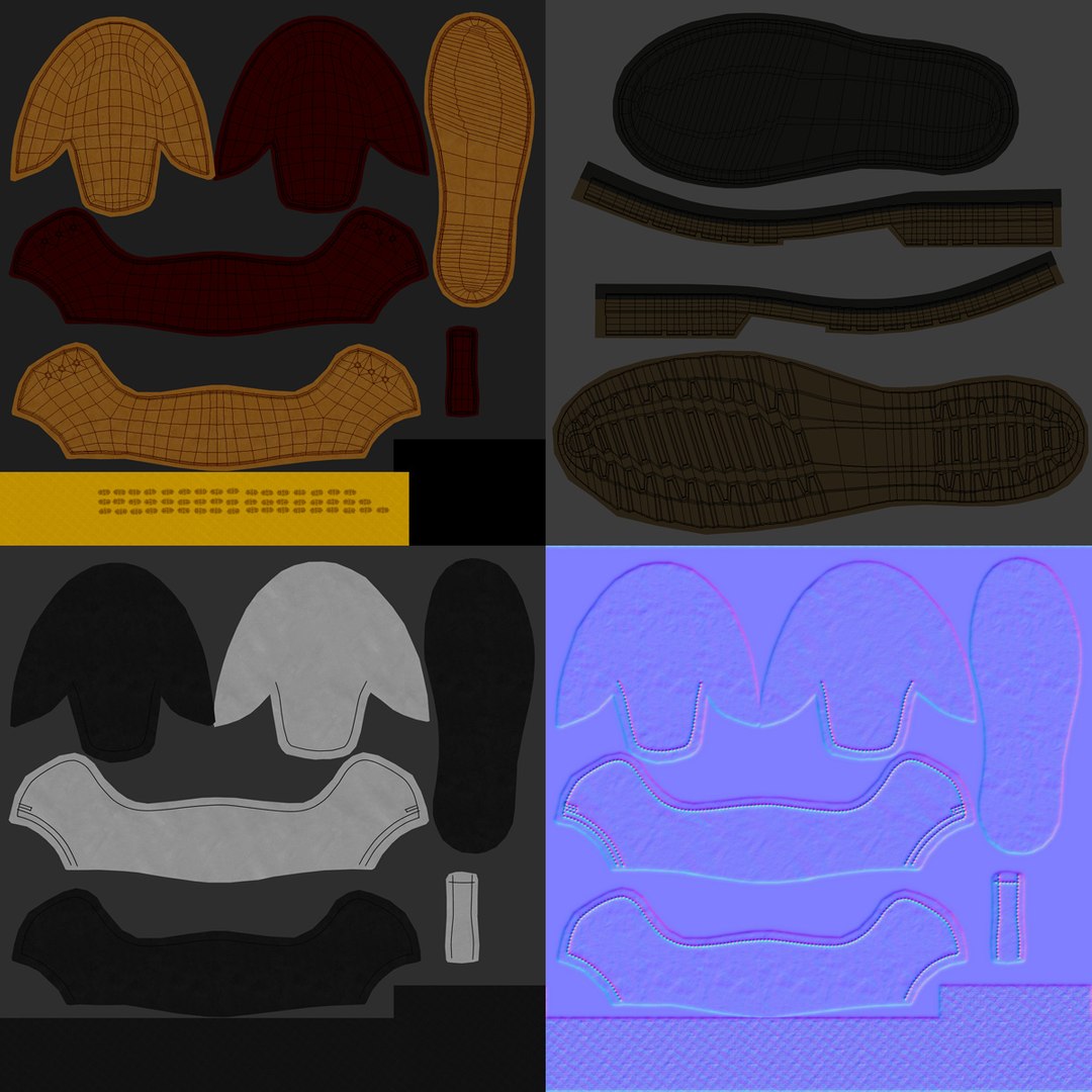 3d Leather Red Shoes Model