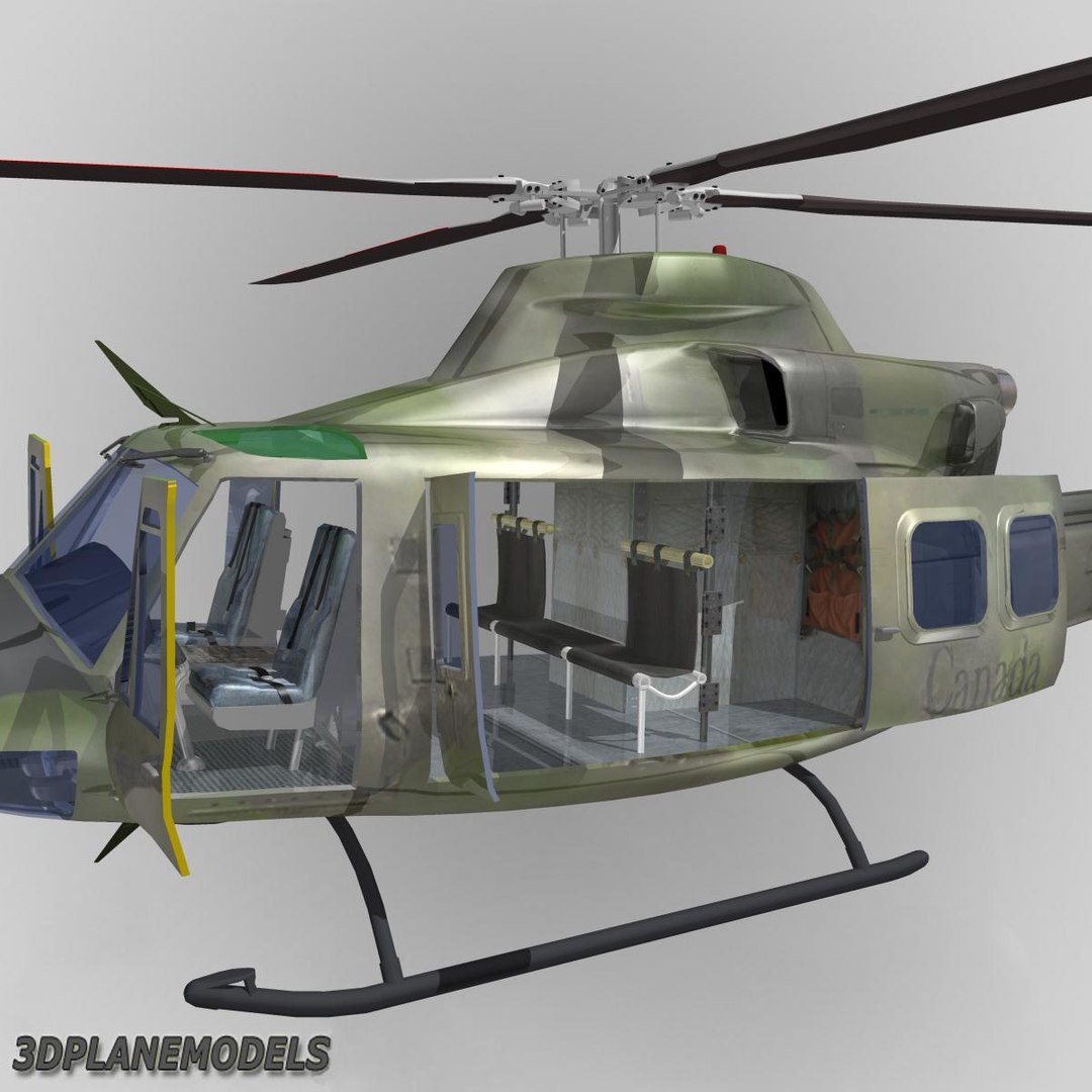 3d Model Bell 412 Helicopter Animation