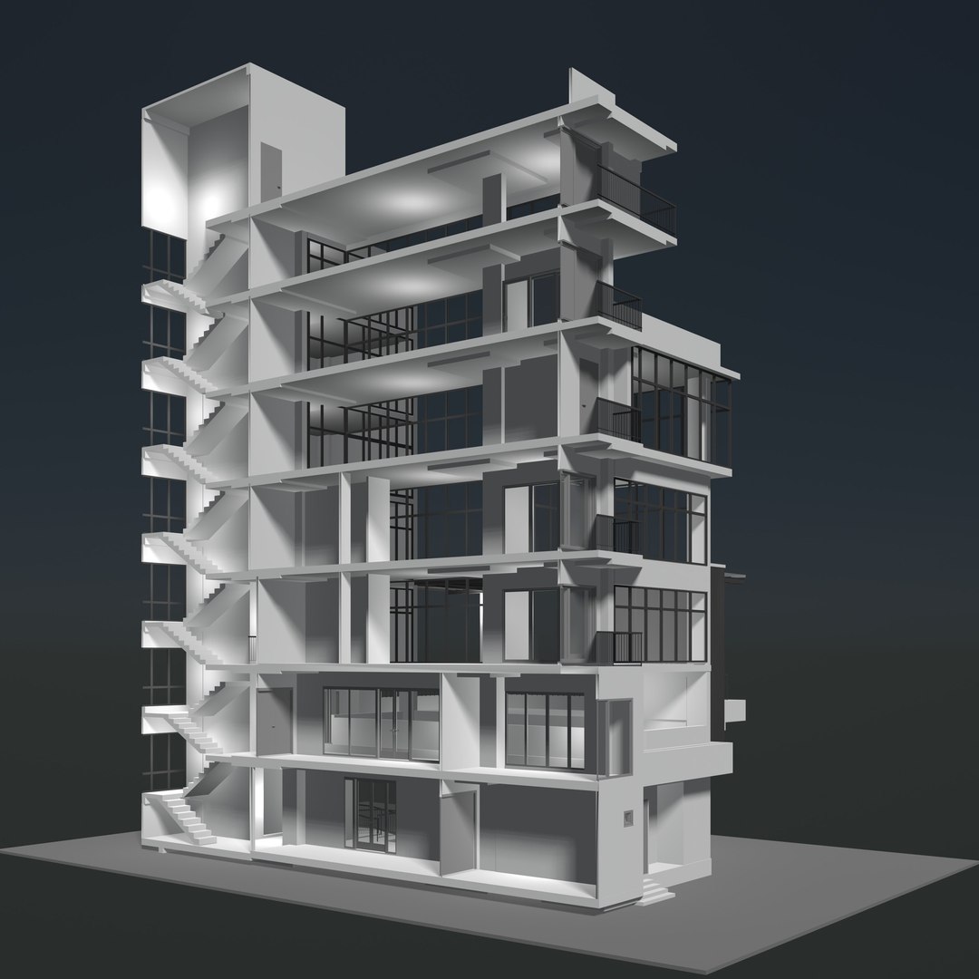 3D Office Building In Section Cut 24ZZ40 Model - TurboSquid 2320049