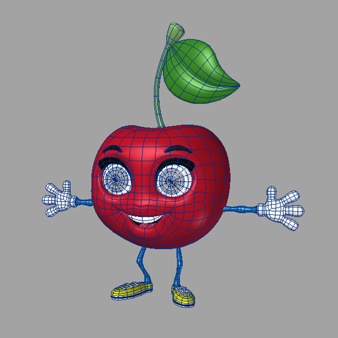 3d Model Of Cool Cartoon Cherry