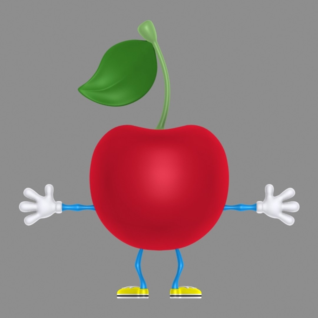 3d Model Of Cool Cartoon Cherry