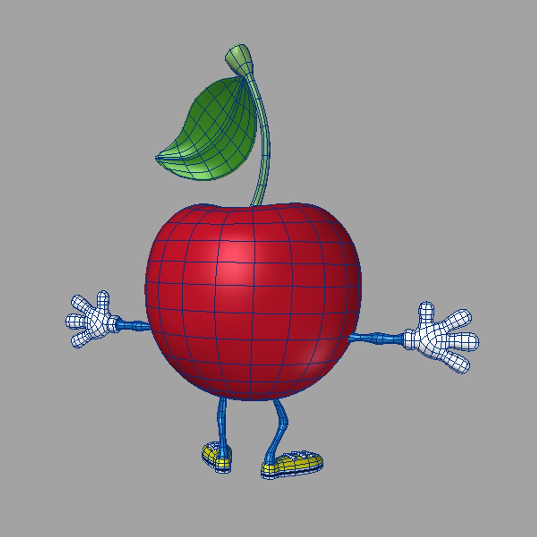 3d Model Of Cool Cartoon Cherry