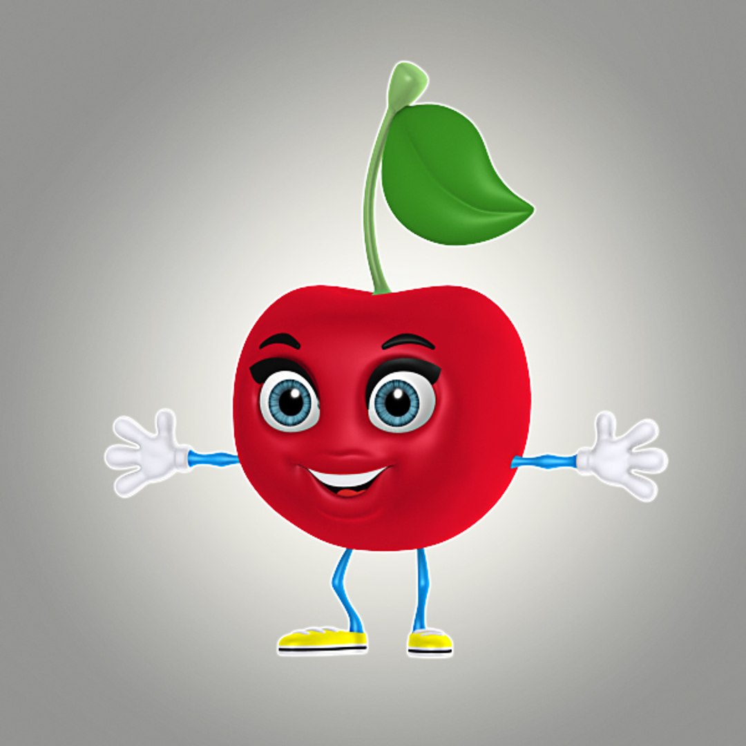 3d Model Of Cool Cartoon Cherry