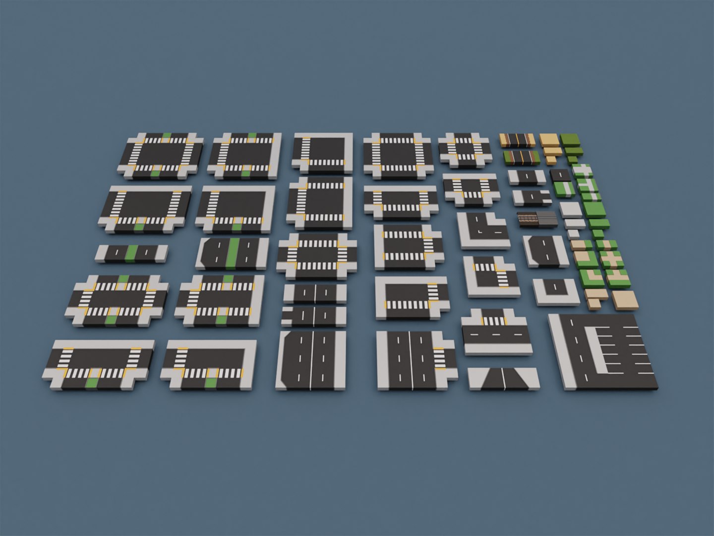 City road Asset Pack Low poly 3D model - TurboSquid 1900496