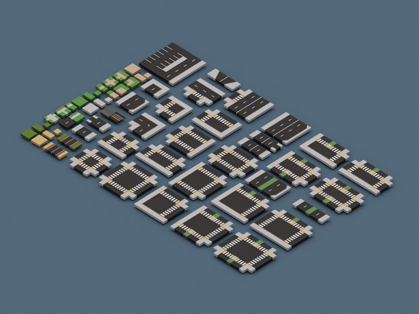 City road Asset Pack Low poly 3D model - TurboSquid 1900496