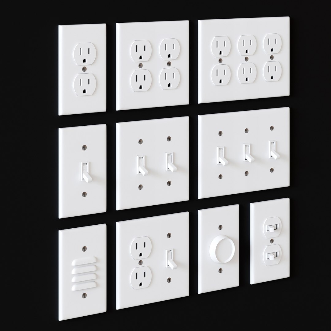 3D American Electrical Outlets Switches - TurboSquid 1453144