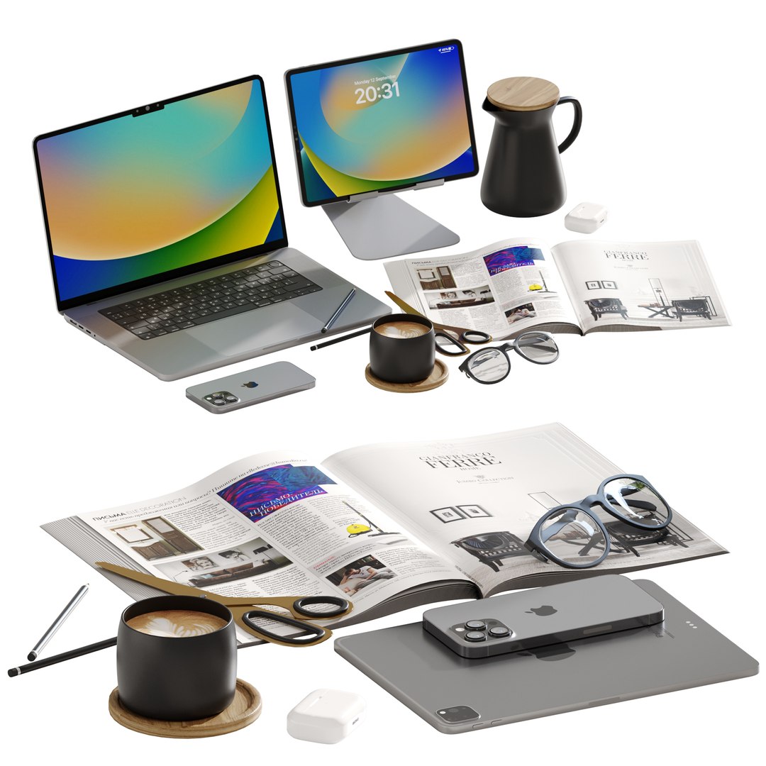 Decorative Set For Desktop 3D Model - TurboSquid 2146264