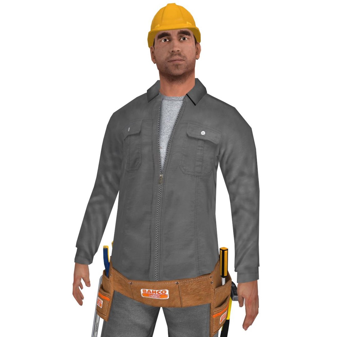Rigged Worker Biped Man 3d Max