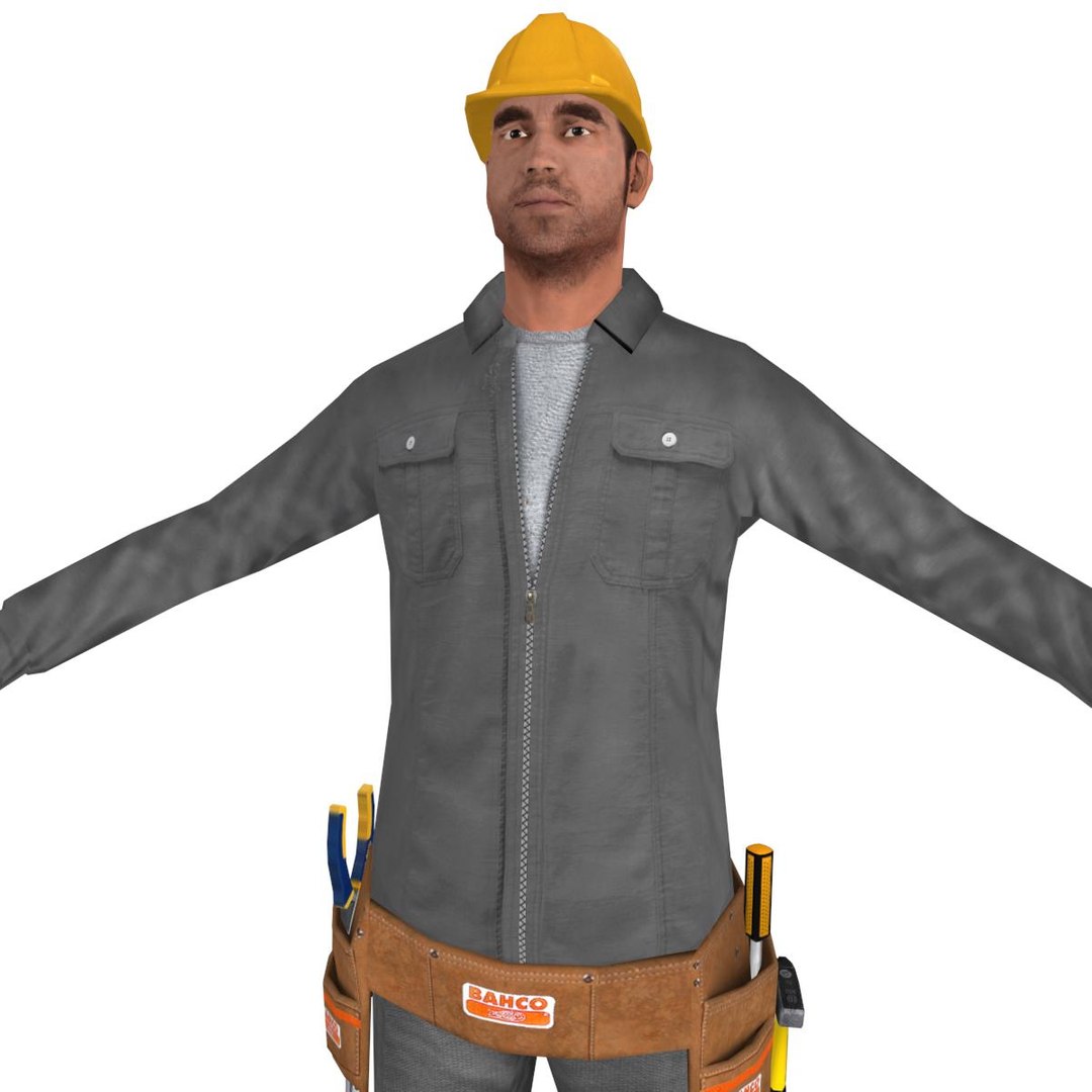 Rigged Worker Biped Man 3d Max