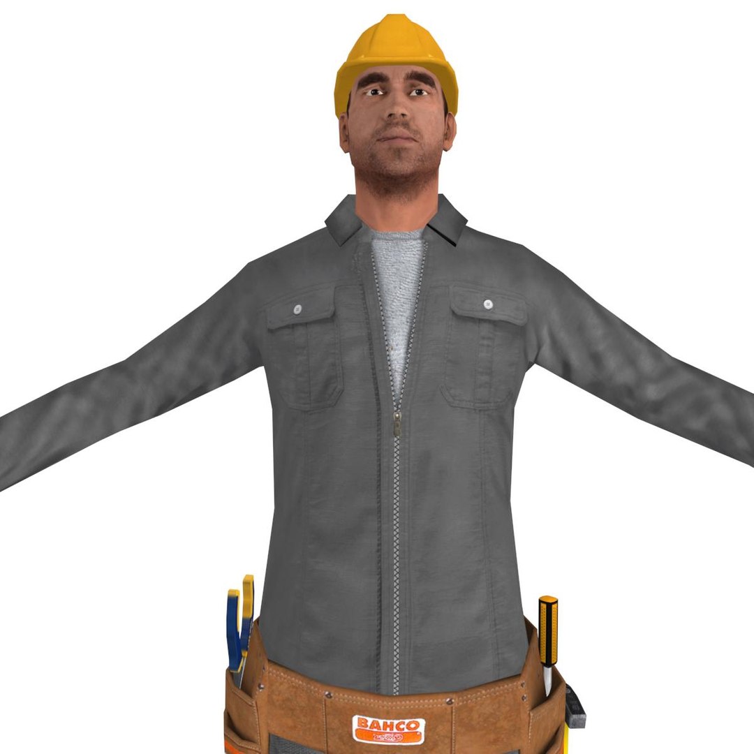 Rigged Worker Biped Man 3d Max