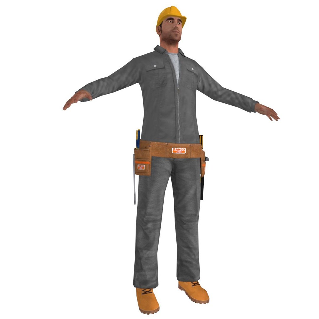Rigged Worker Biped Man 3d Max