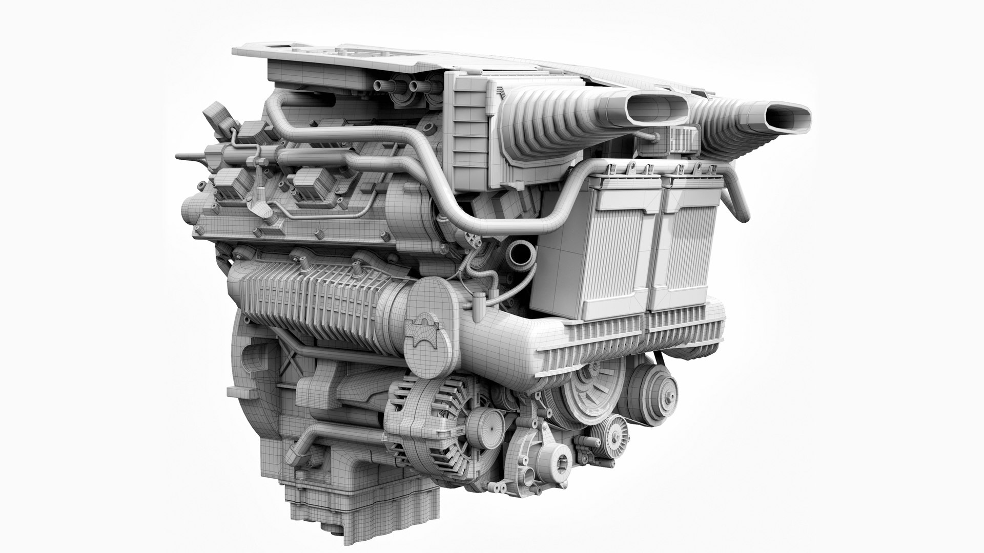 3D AMG V8 Engine Biturbo - TurboSquid 1888334