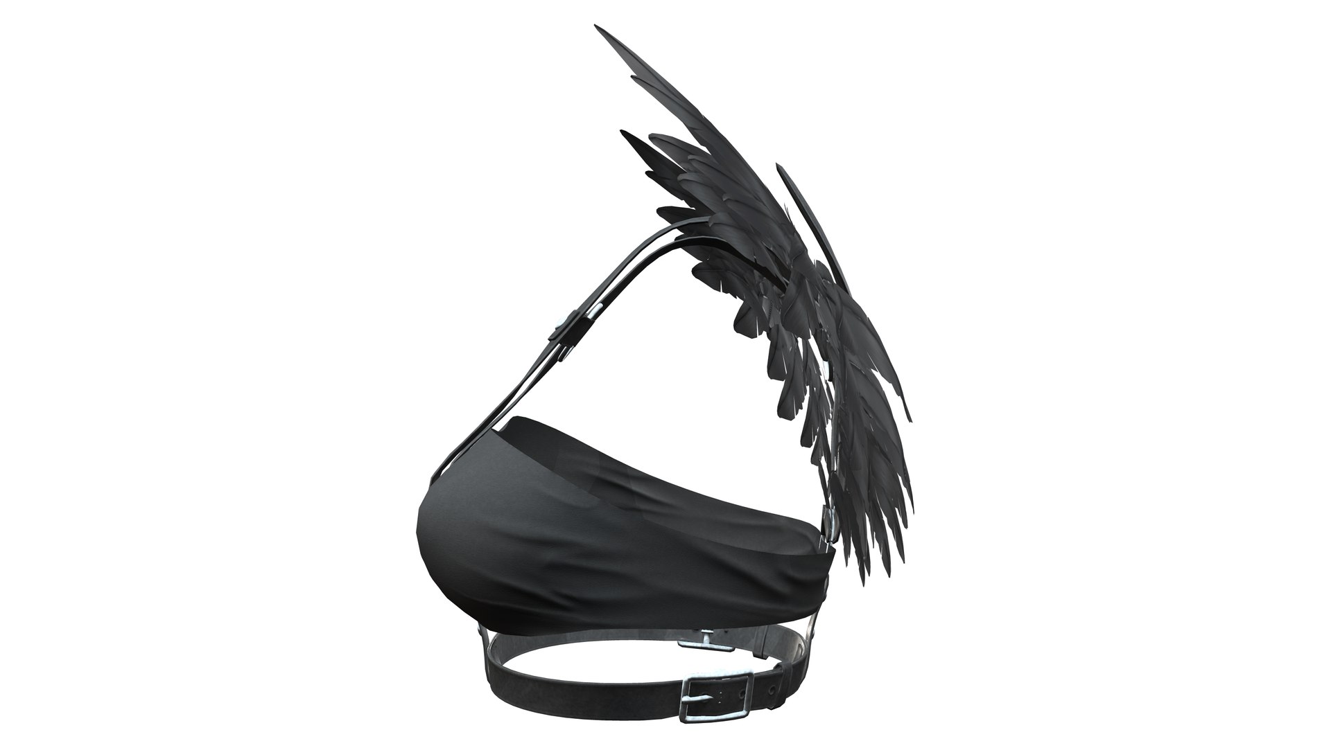 Tube Bralet Top With Straps And Black Feathers Wing 3D Model ...