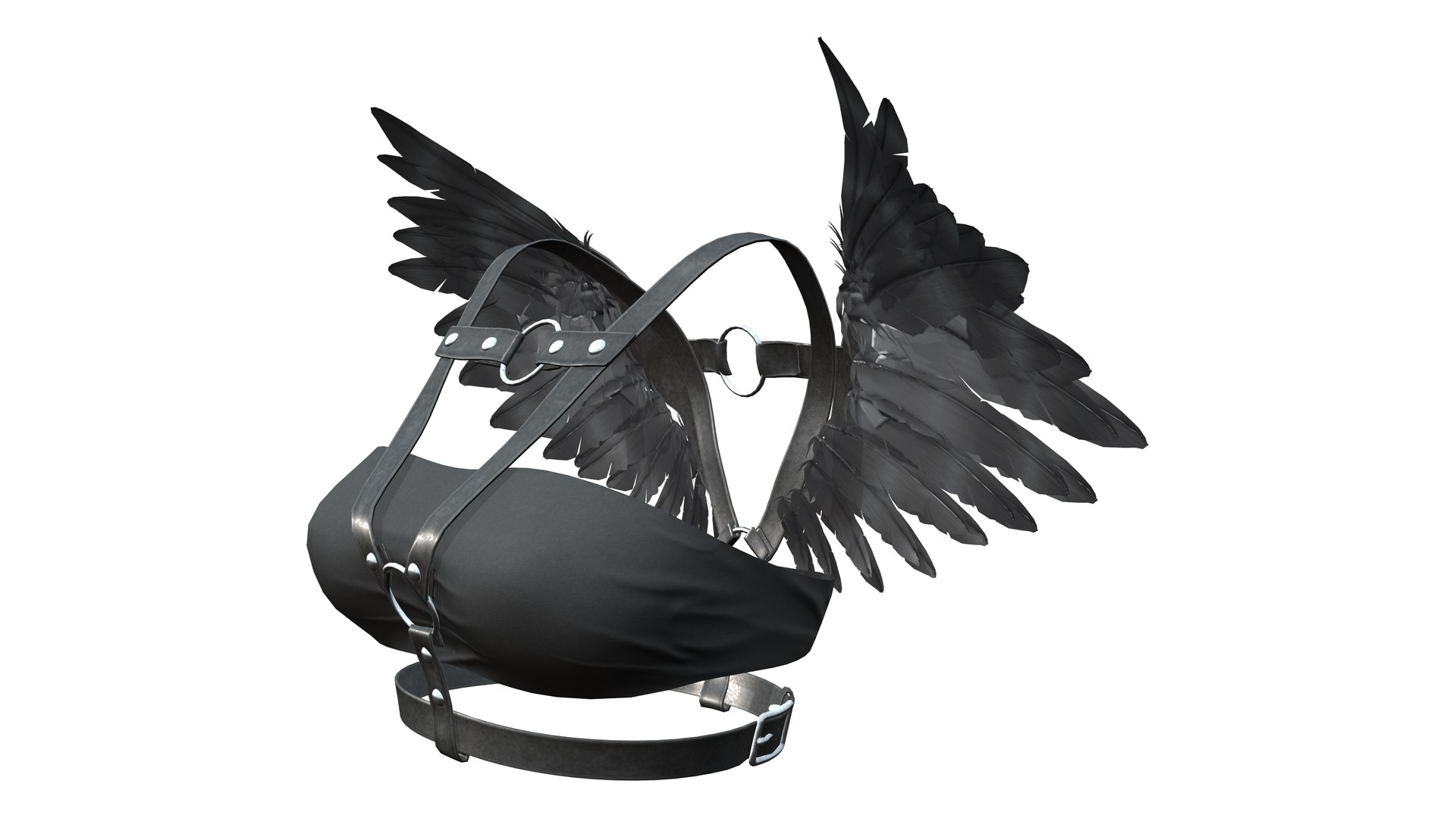 Tube Bralet Top With Straps And Black Feathers Wing 3D Model ...